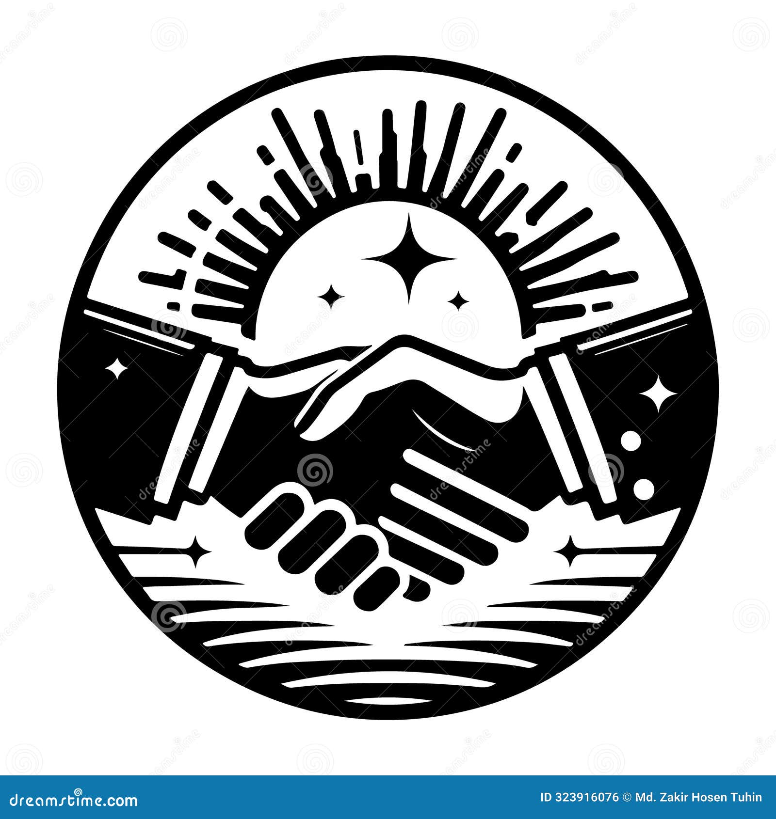 Creative Silhouette Vector Handshaking Logo and Icon Symbolizing Unity ...