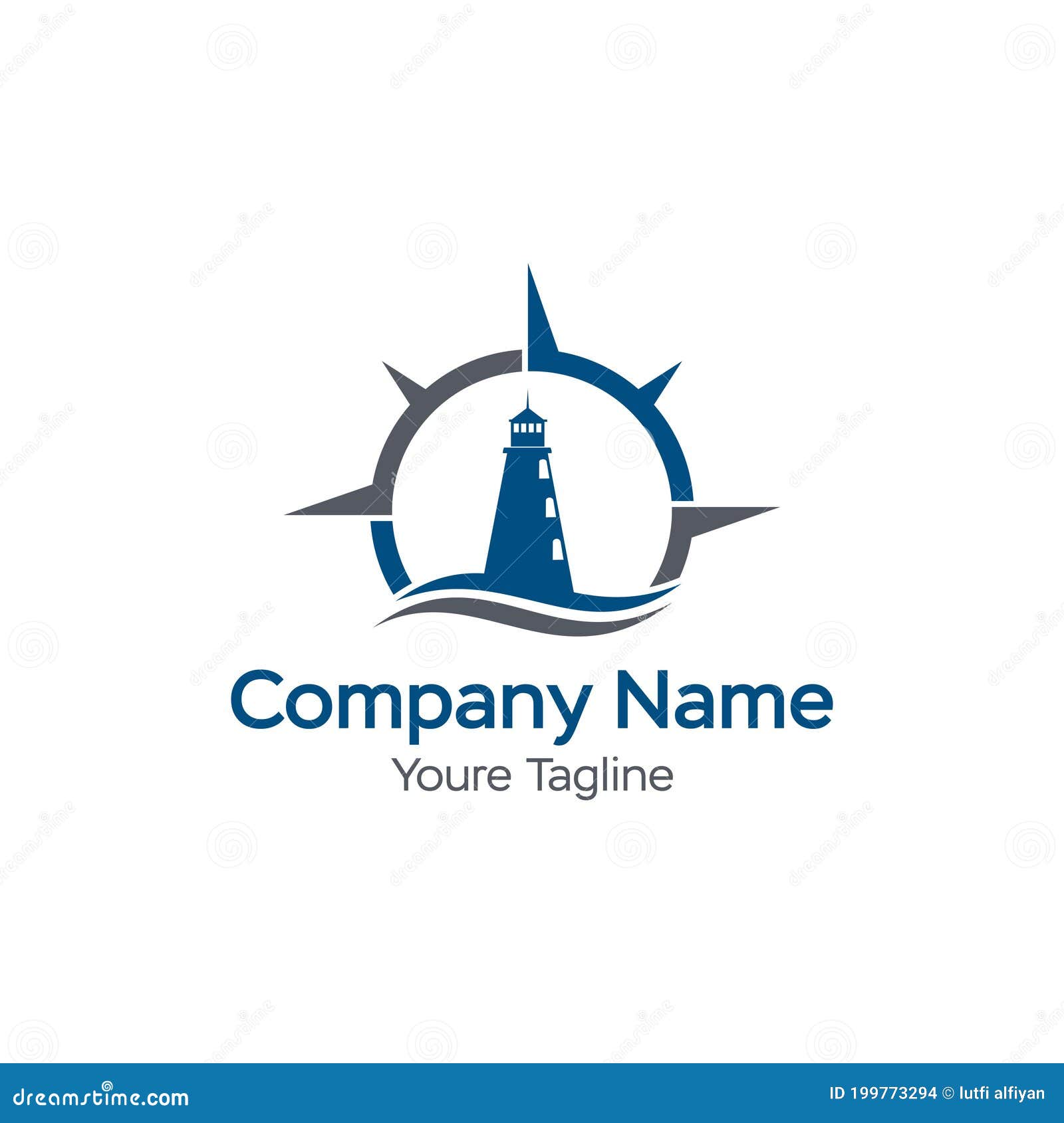 Creative and Simple Compass Lighthouse Logo Design Template Stock ...