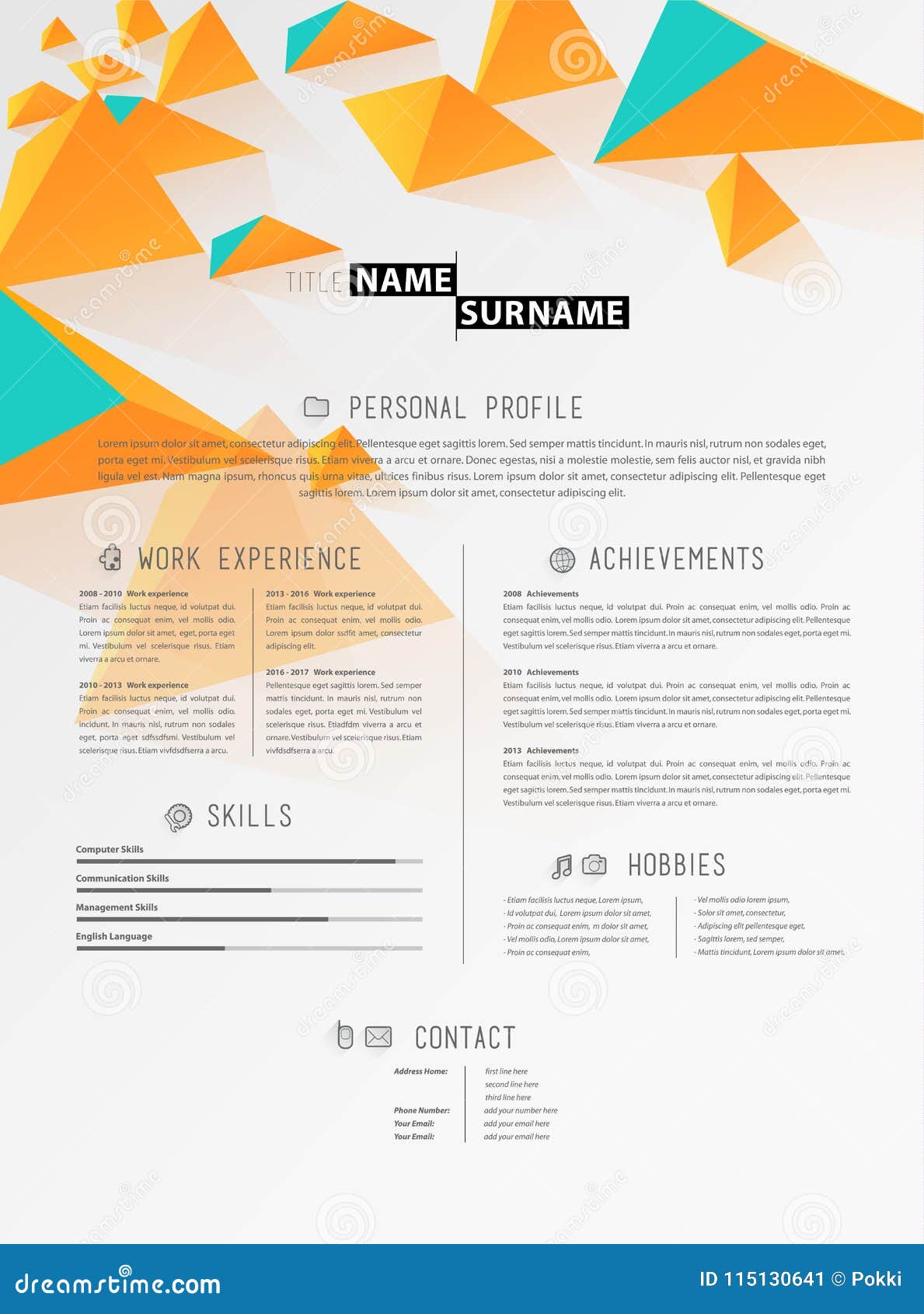 Creative Simple Cv Template with Colorful Circles Shapes. Stock Vector ...