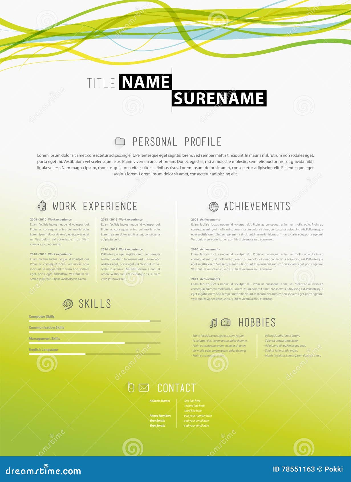 Creative Simple Cv Template with Colorful Lines in Header. Stock Vector ...
