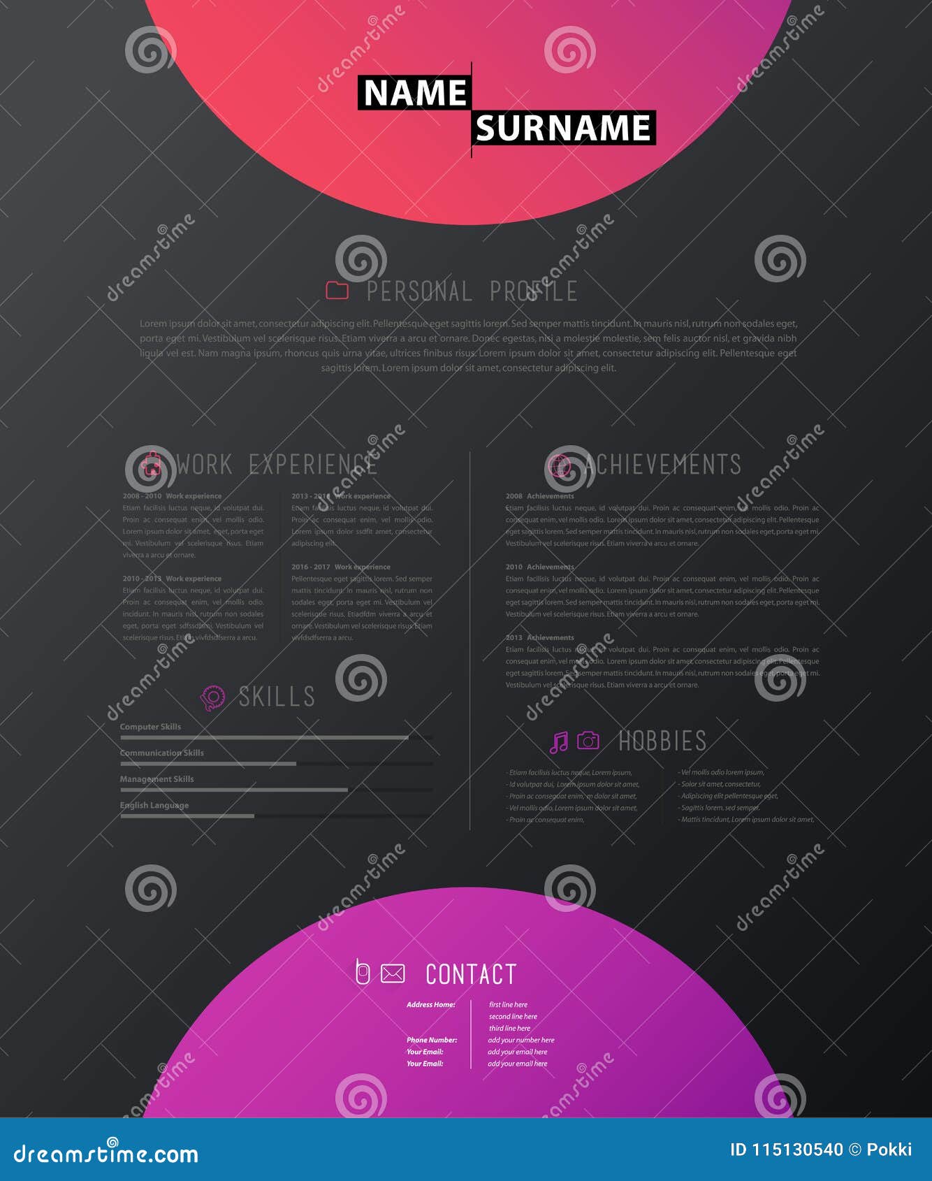 Creative Simple Cv Template with Colorful Triangle Shapes. Stock Vector ...