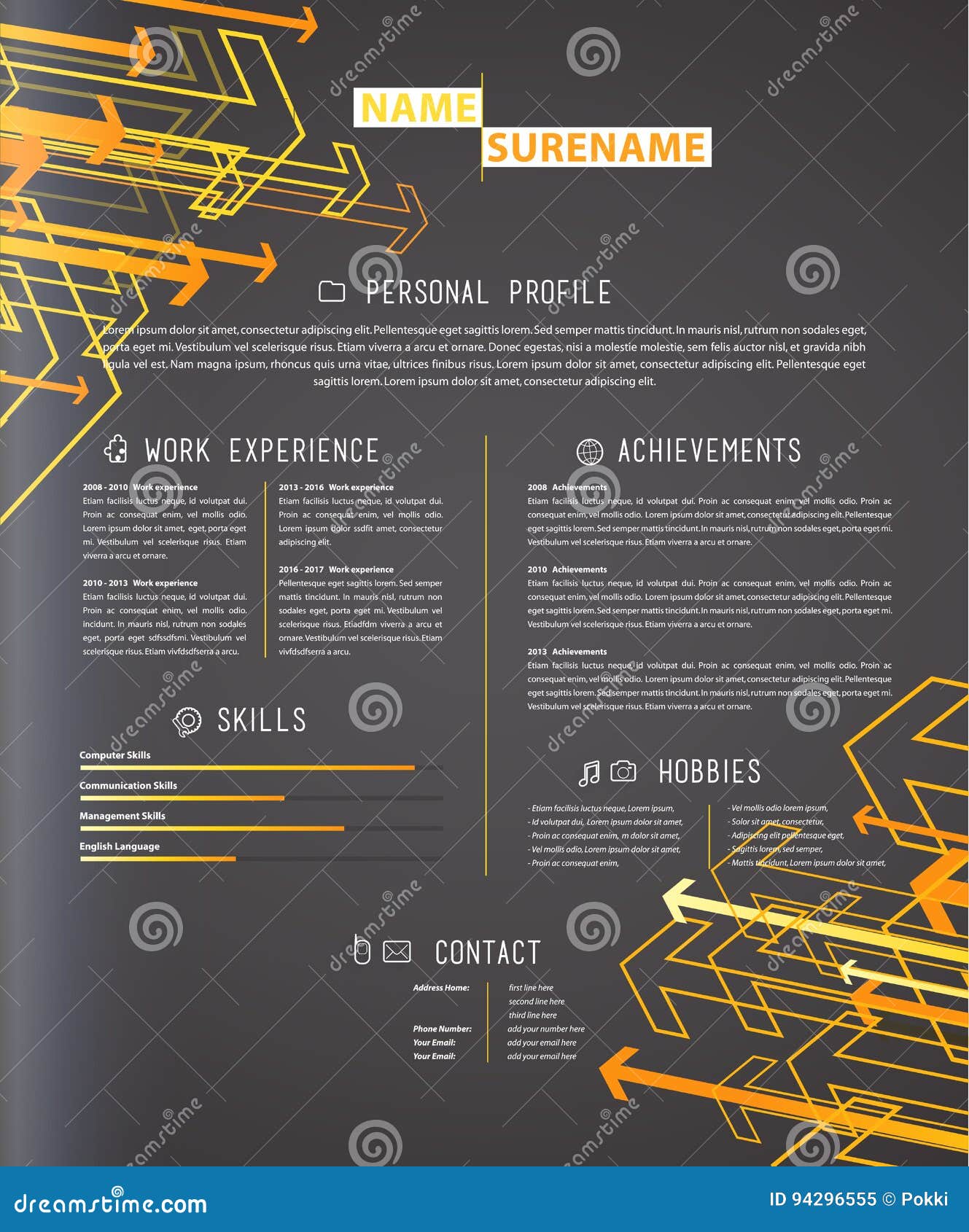 Creative Simple Cv Template on Grey Background Stock Vector ...