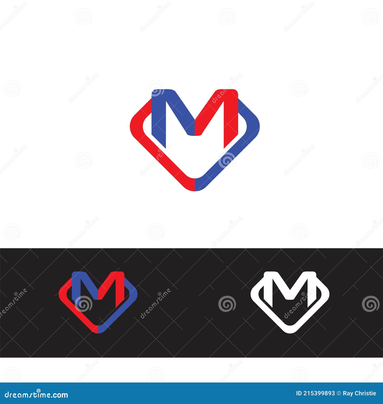 Creative and Simple Letter M Initial Logo with Red and Blue Colors ...