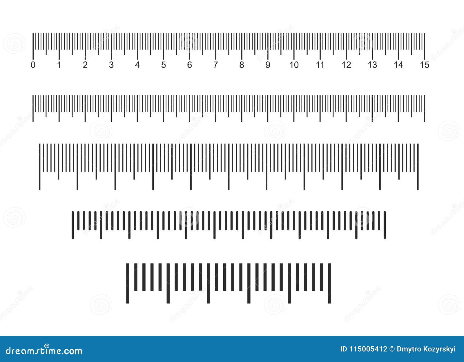 Scale, Markup For Rulers. Different Units Of Measurement. Vector ...