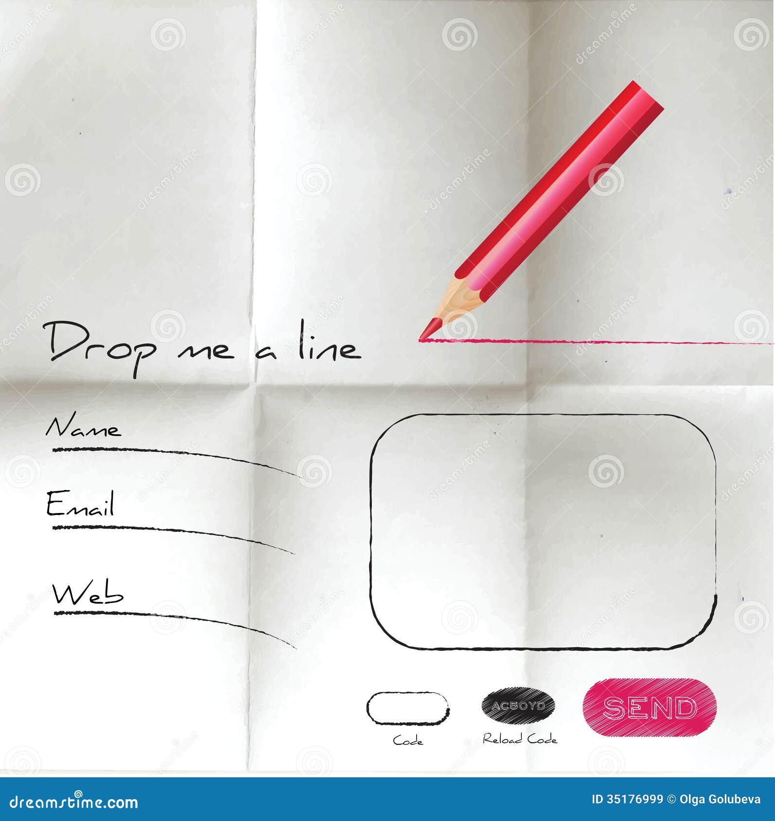 Creative Sketch Web Form on Creased Paper Stock Vector - Illustration ...