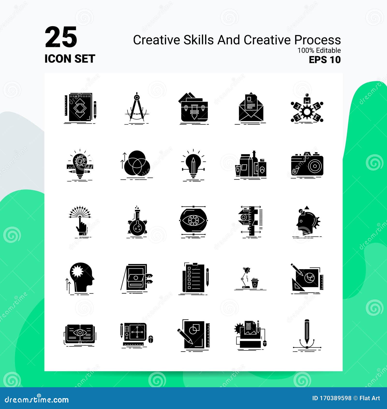 25 Creative Skills and Creative Process Icon Set. 100 Editable EPS 10 ...