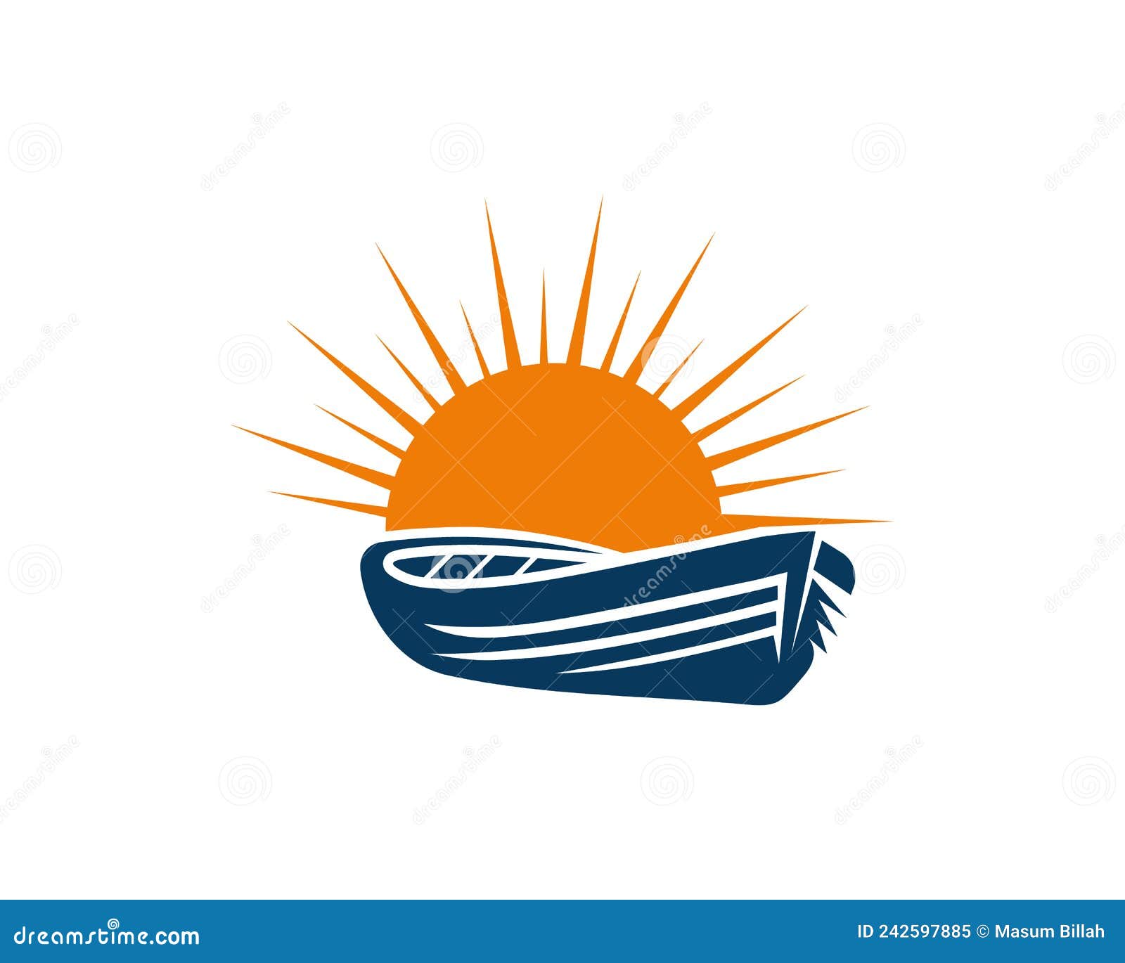 Creative Small Boat Ship Logo Design. Stock Vector - Illustration of ...