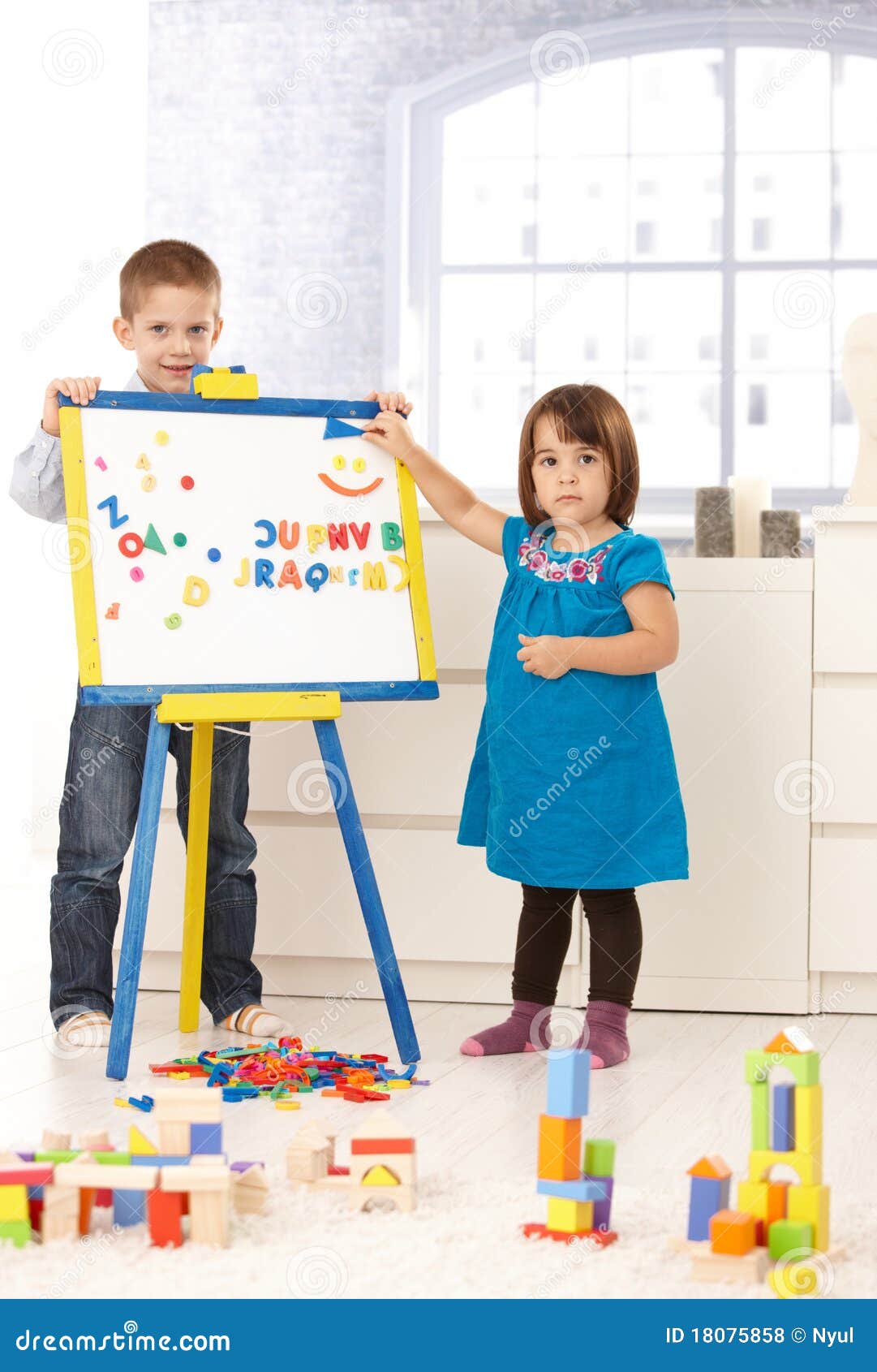 Creative Small Kids with Drawing Board Stock Photo - Image of drawing ...
