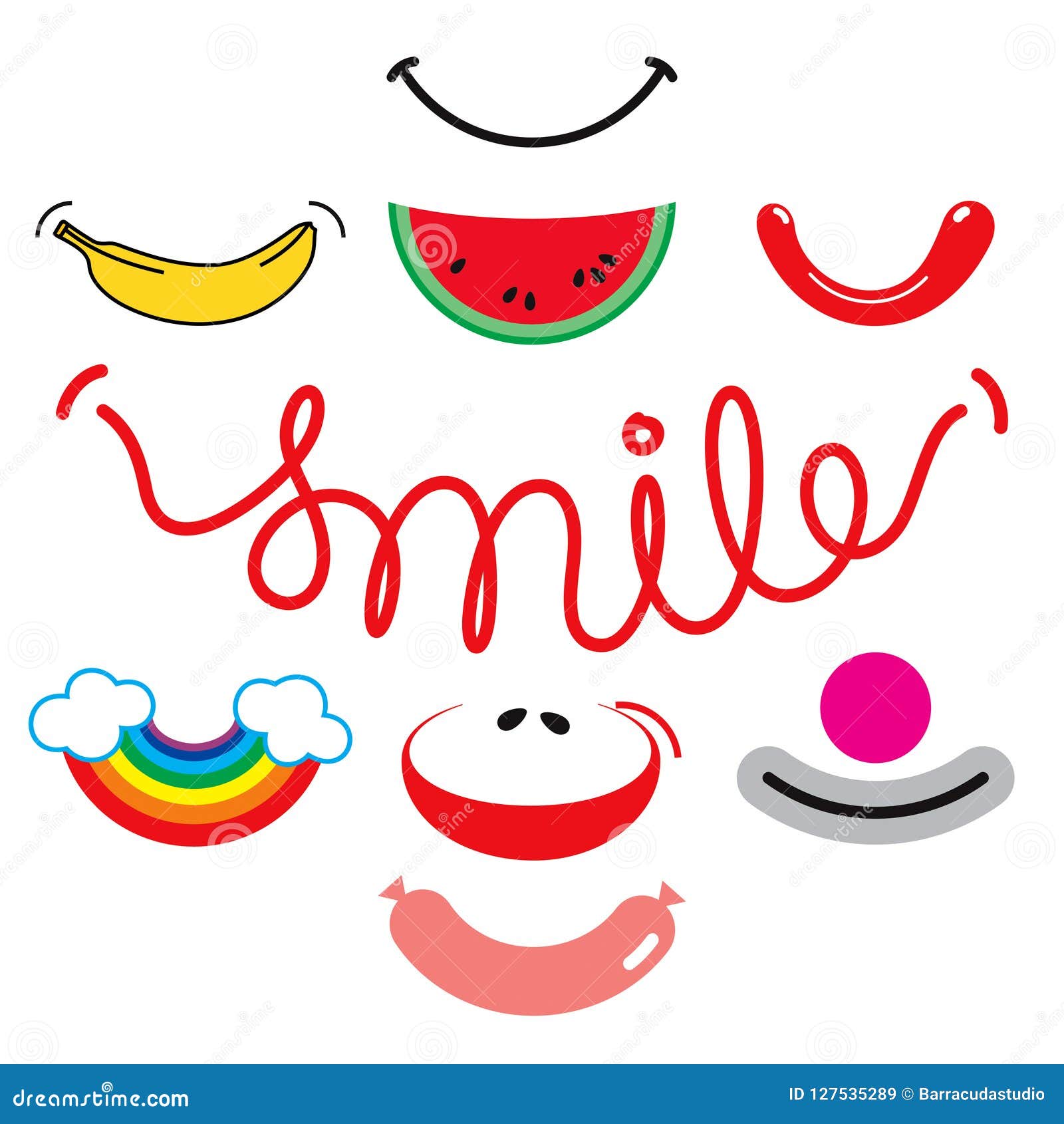 Creative smiles set. stock vector. Illustration of greeting - 127535289