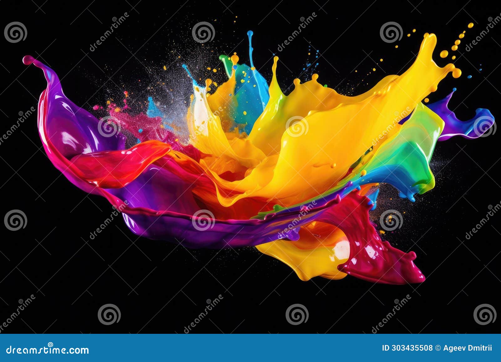Splashing Explosion Fantasy Background Black Colored Art Abstract ...