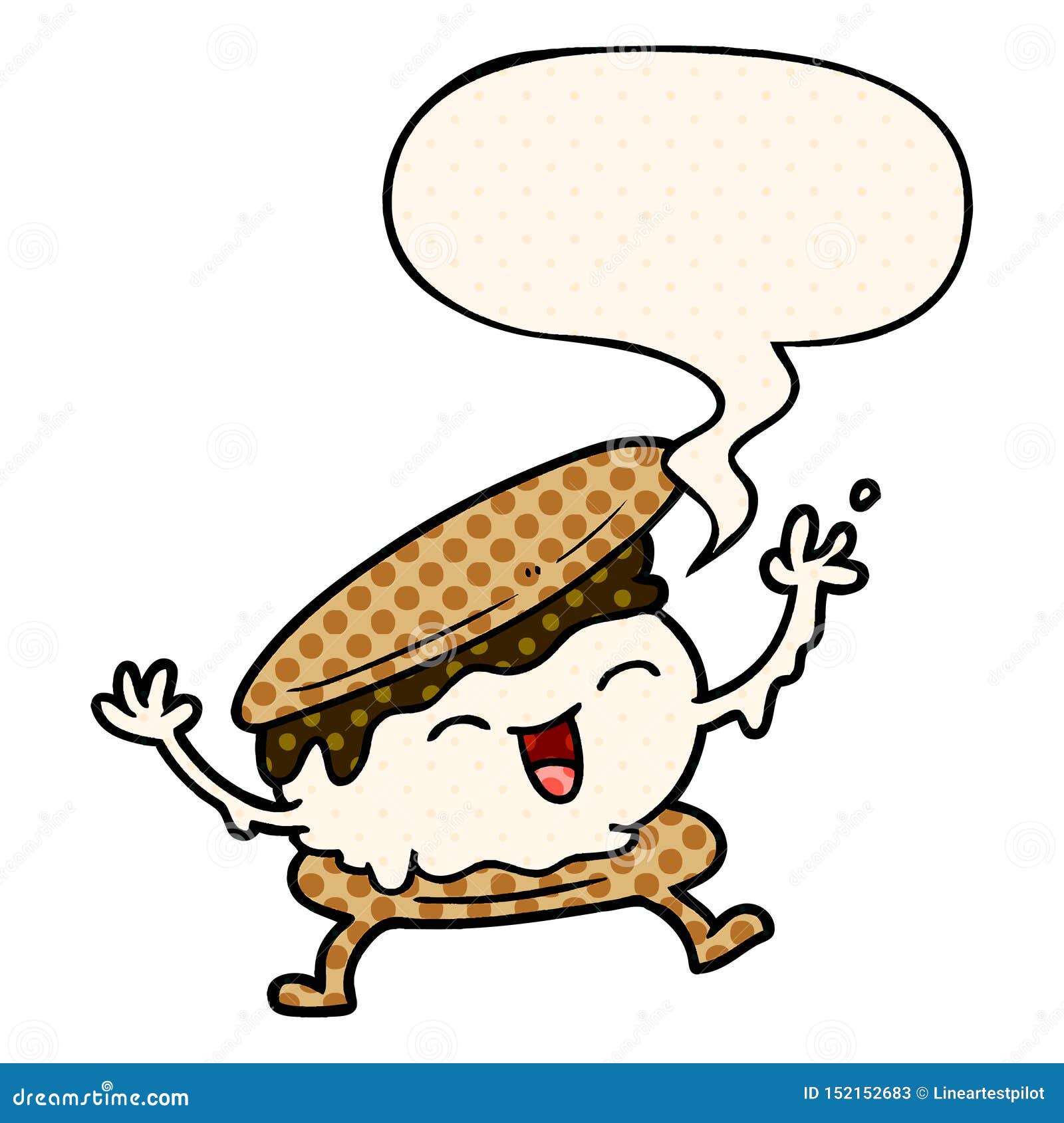 A Creative Smore Cartoon and Speech Bubble in Comic Book Style Stock ...