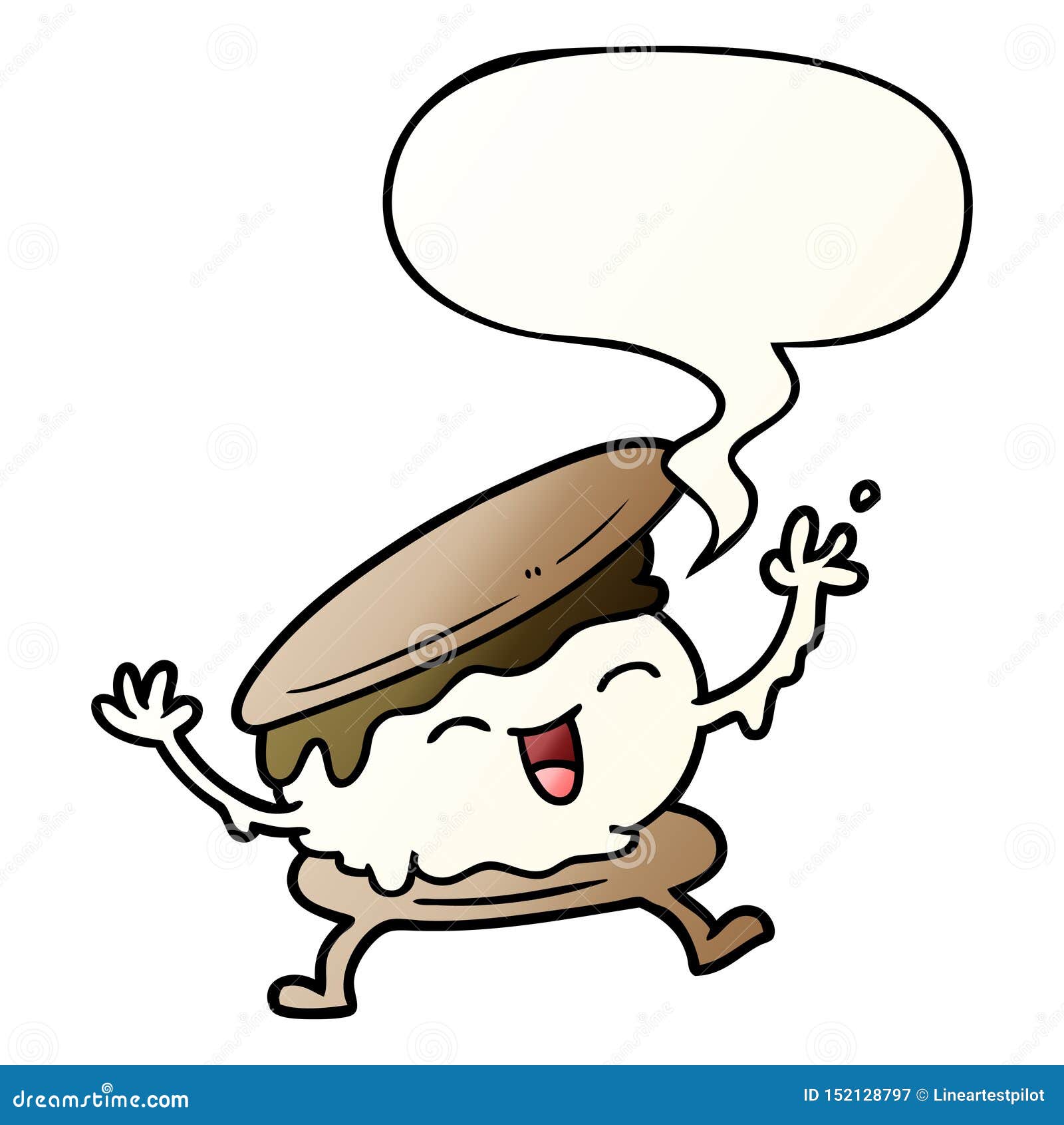 A Creative Smore Cartoon and Speech Bubble in Smooth Gradient Style ...