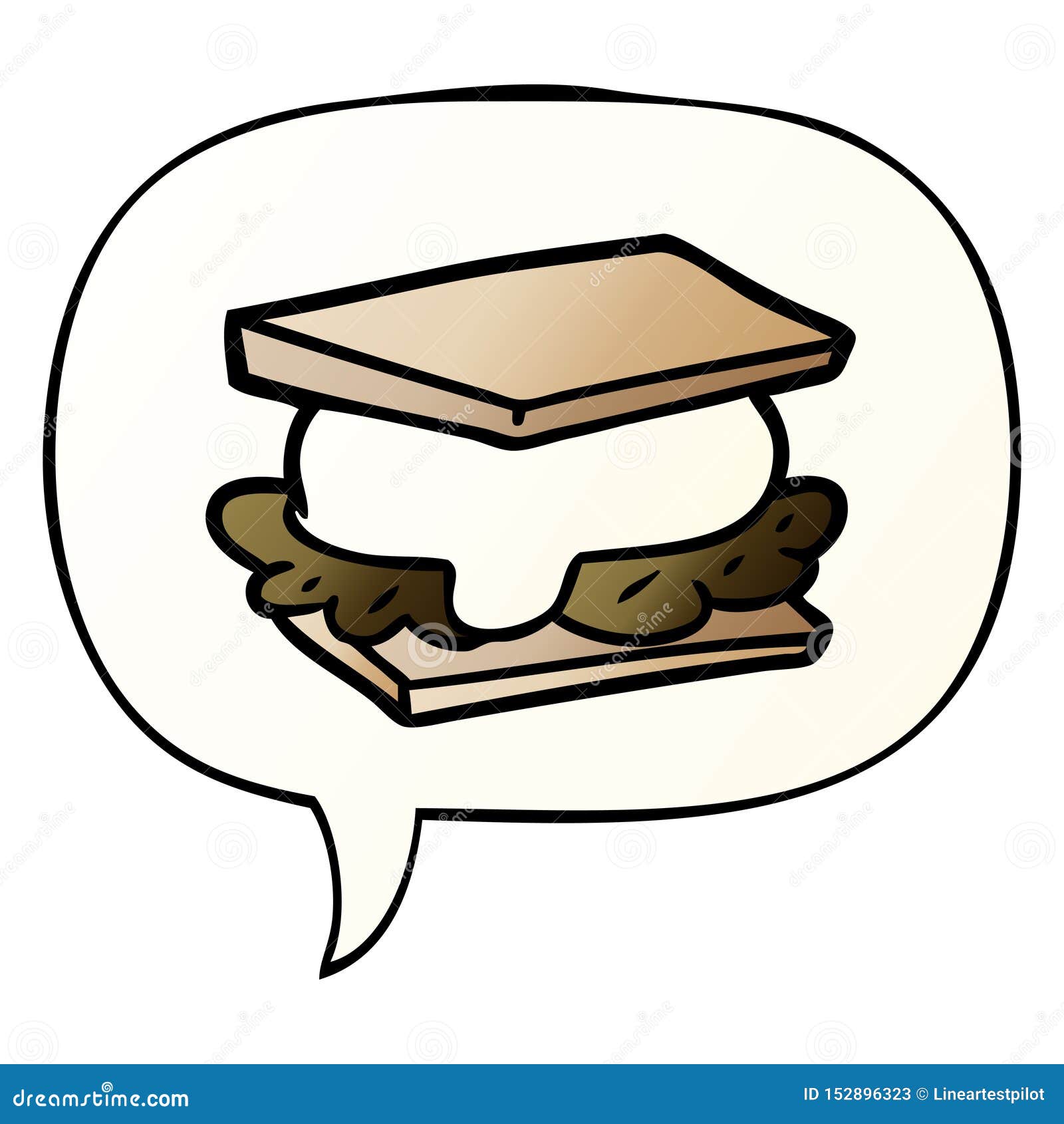 A Creative Smore Cartoon and Speech Bubble in Smooth Gradient Style ...