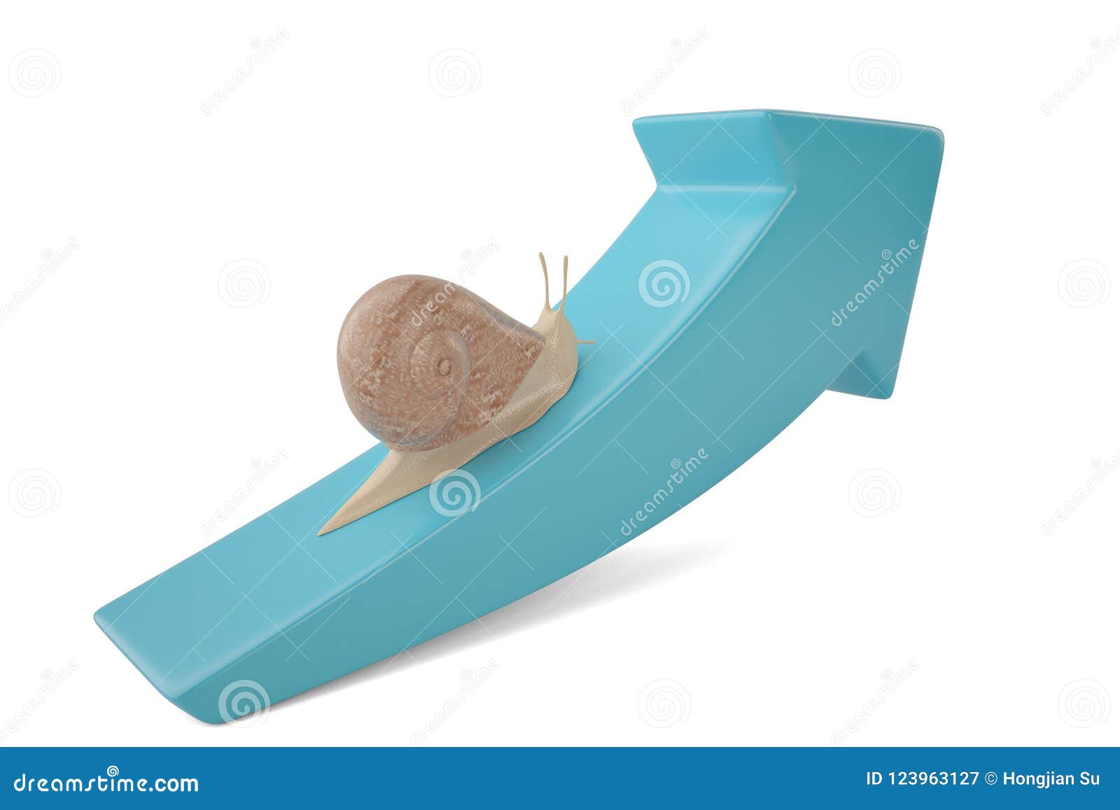 Creative Snail with Growing Arrow .3D Illustration. Stock Illustration ...