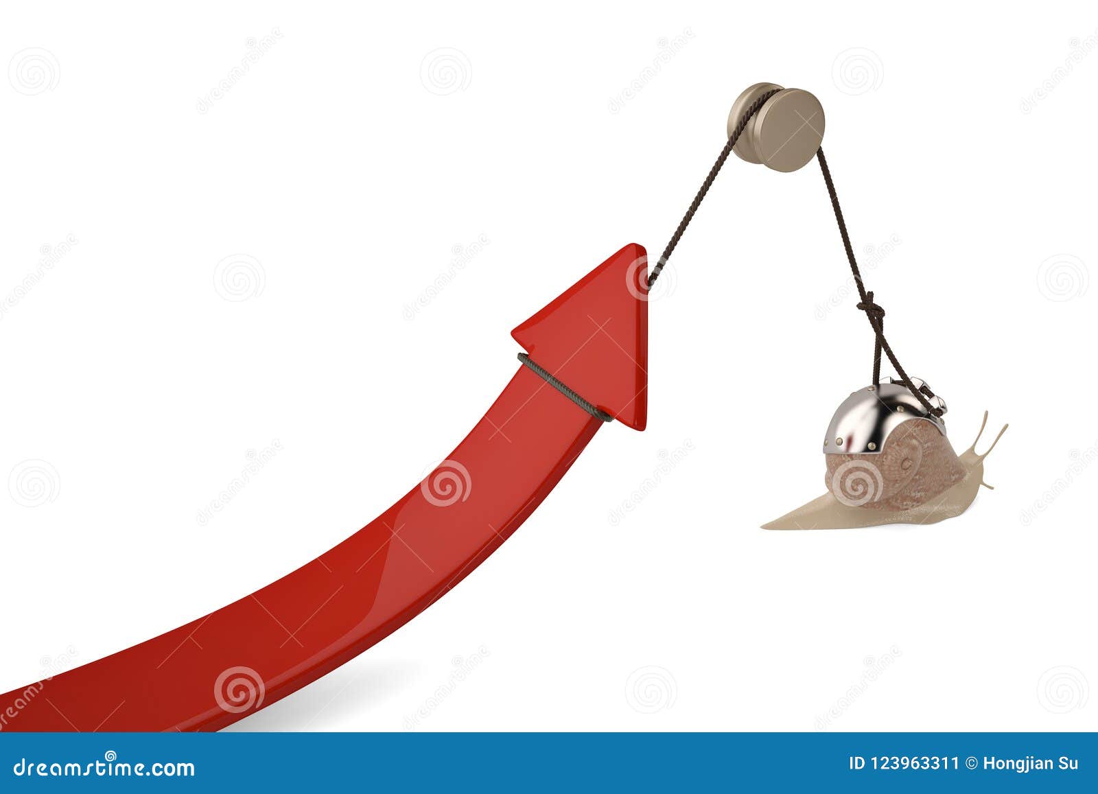 Creative Snail with Growing Arrow .3D Illustration. Stock Illustration ...