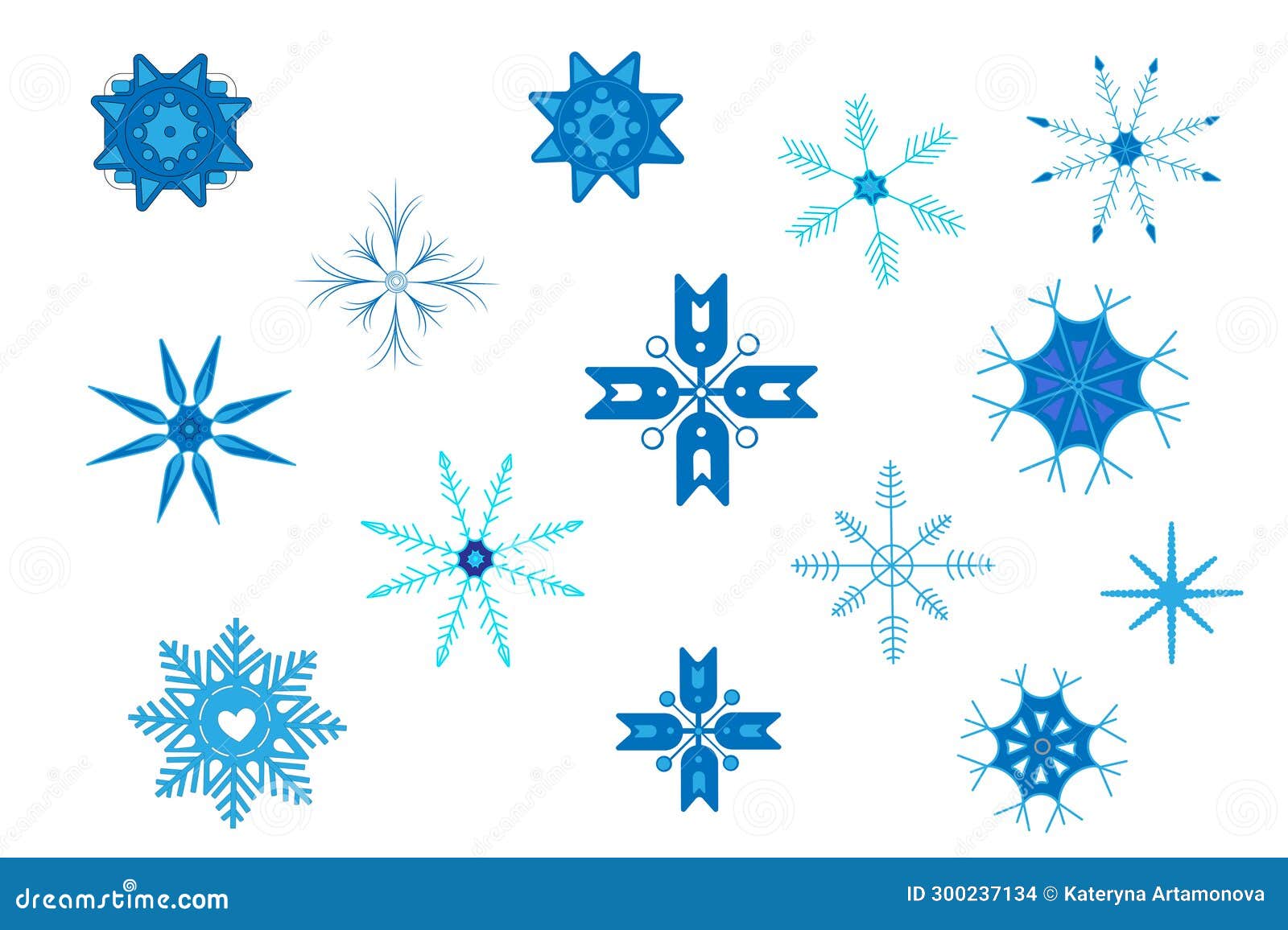 Creative Snowflakes Set Isolated on a White Background. Flat Snow Icons ...