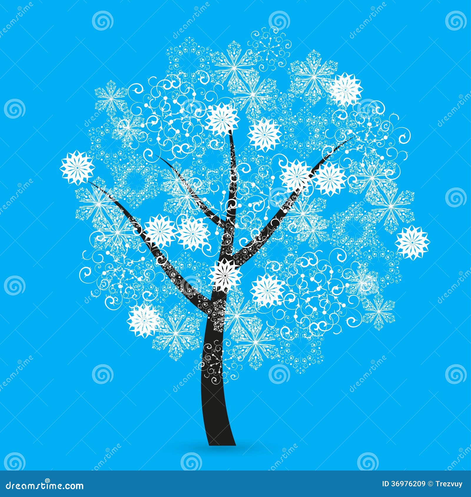 Creative snowflakes tree stock illustration. Illustration of effect ...