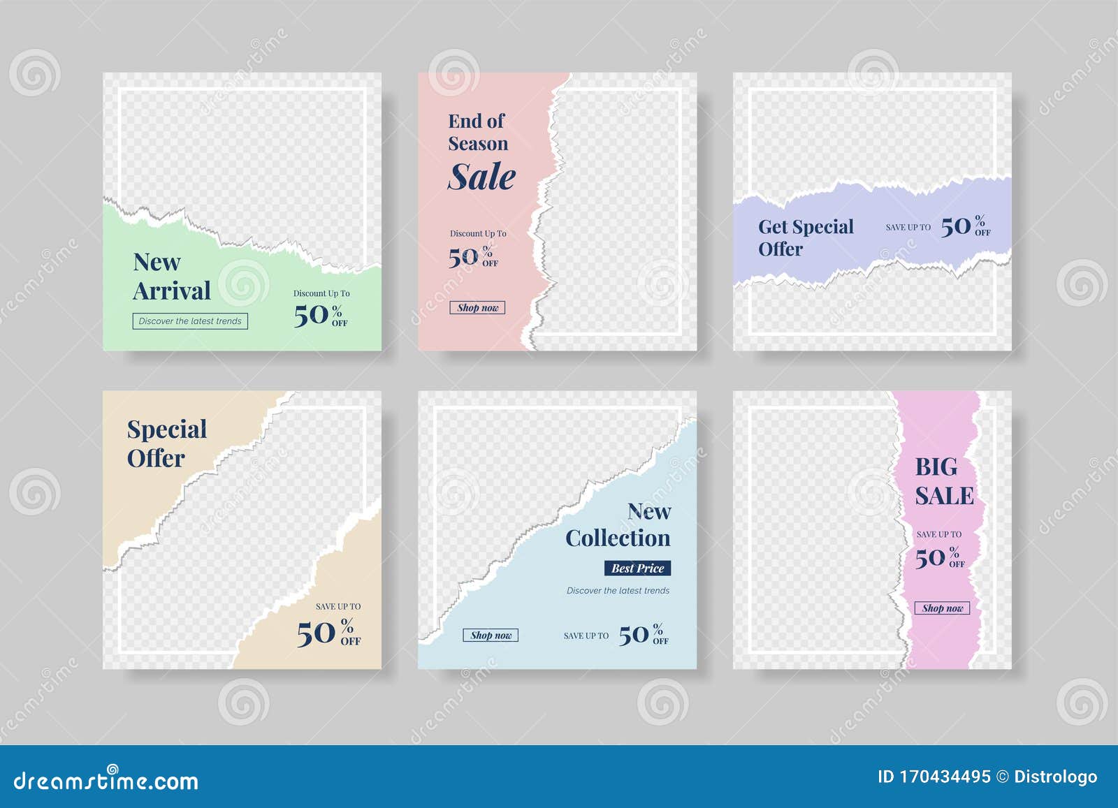 Creative Social Media Instagram Post Template with Torn Paper Style ...