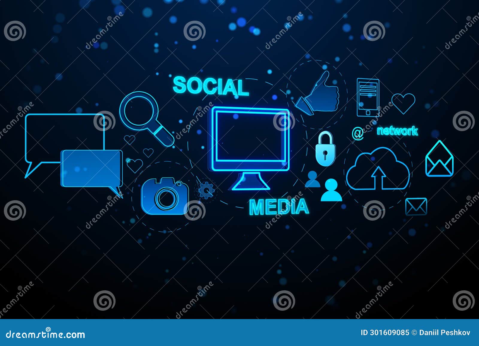 Creative Social Media Interface with Emails, Speech Bubbles, Mobile ...