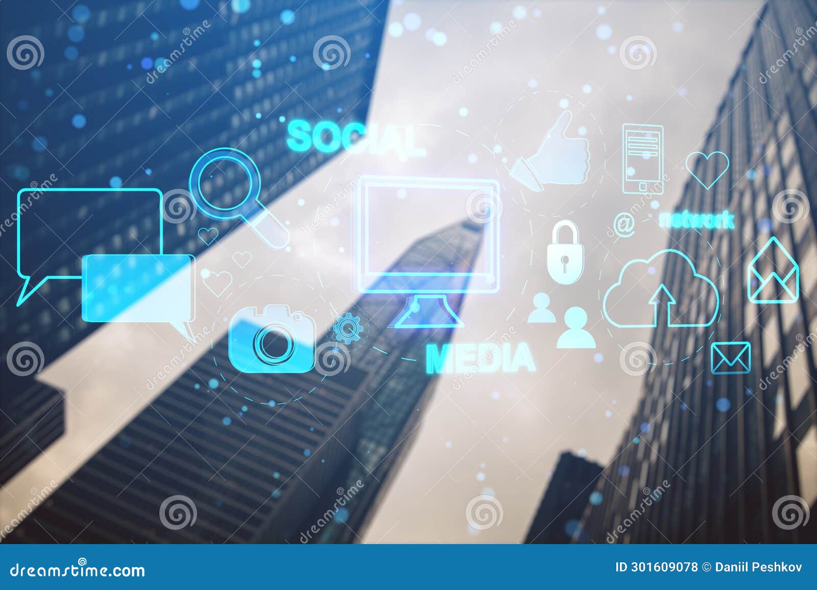 Creative Social Media Interface with Emails, Speech Bubbles, Mobile ...