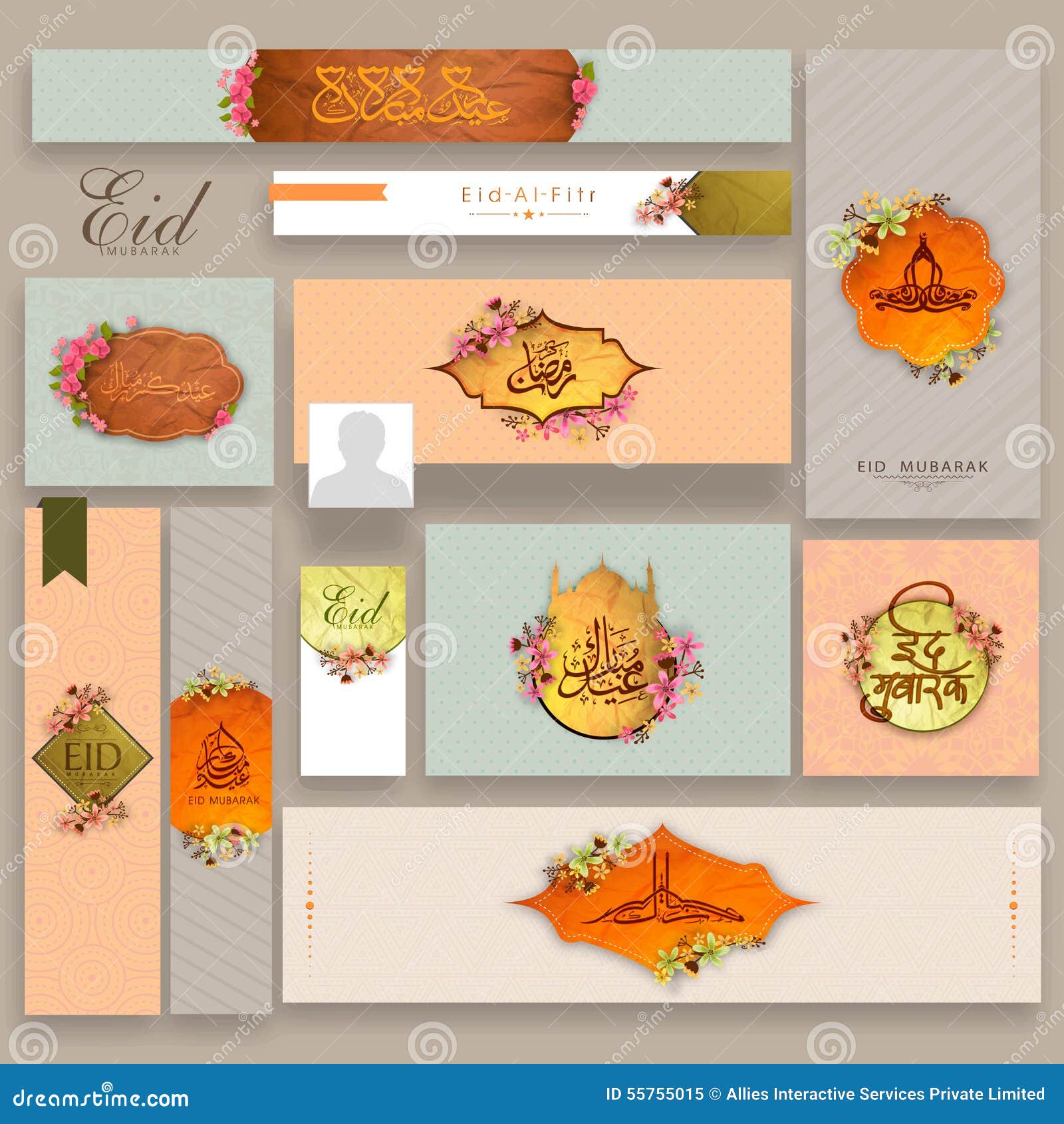 Creative Social Media Post and Header for Eid. Stock Illustration ...