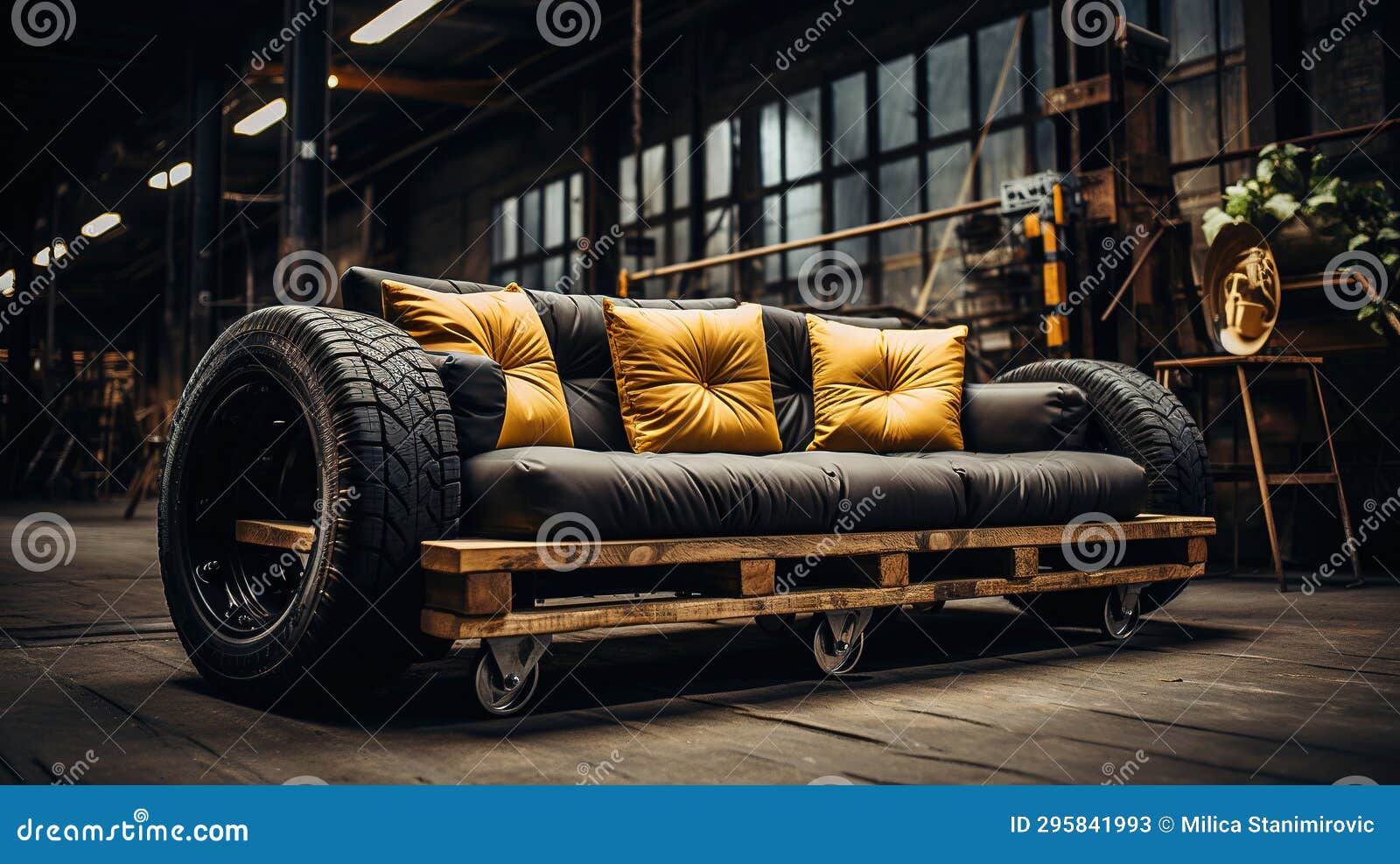 A Creative Sofa Made from Recycled Tires Stock Illustration ...