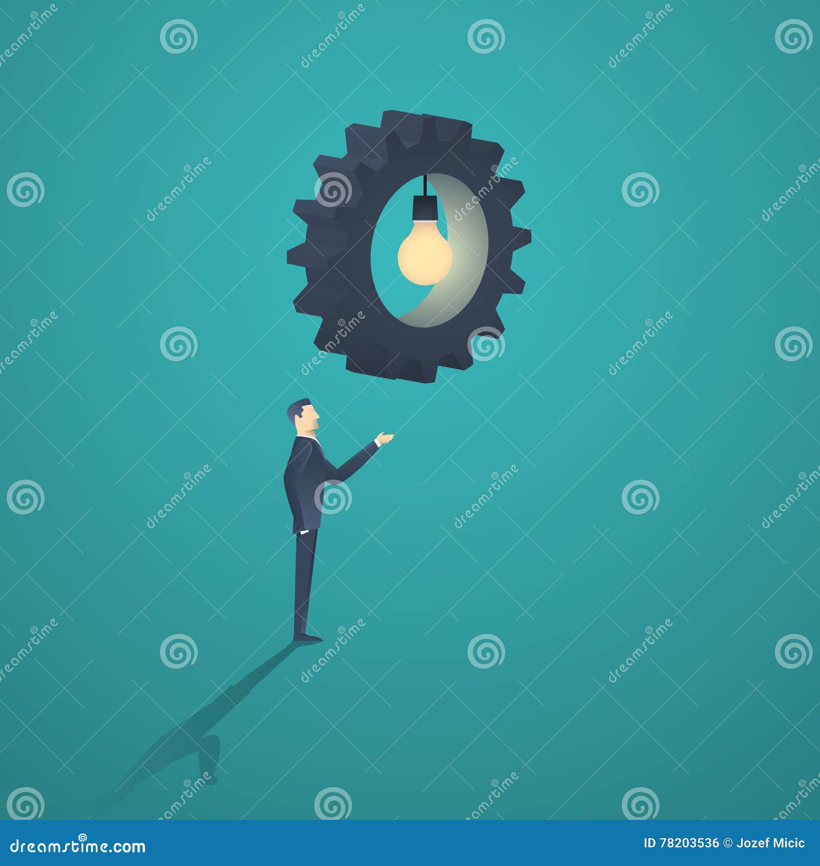 Creative Solution Business Concept with One Businessman and Gear ...