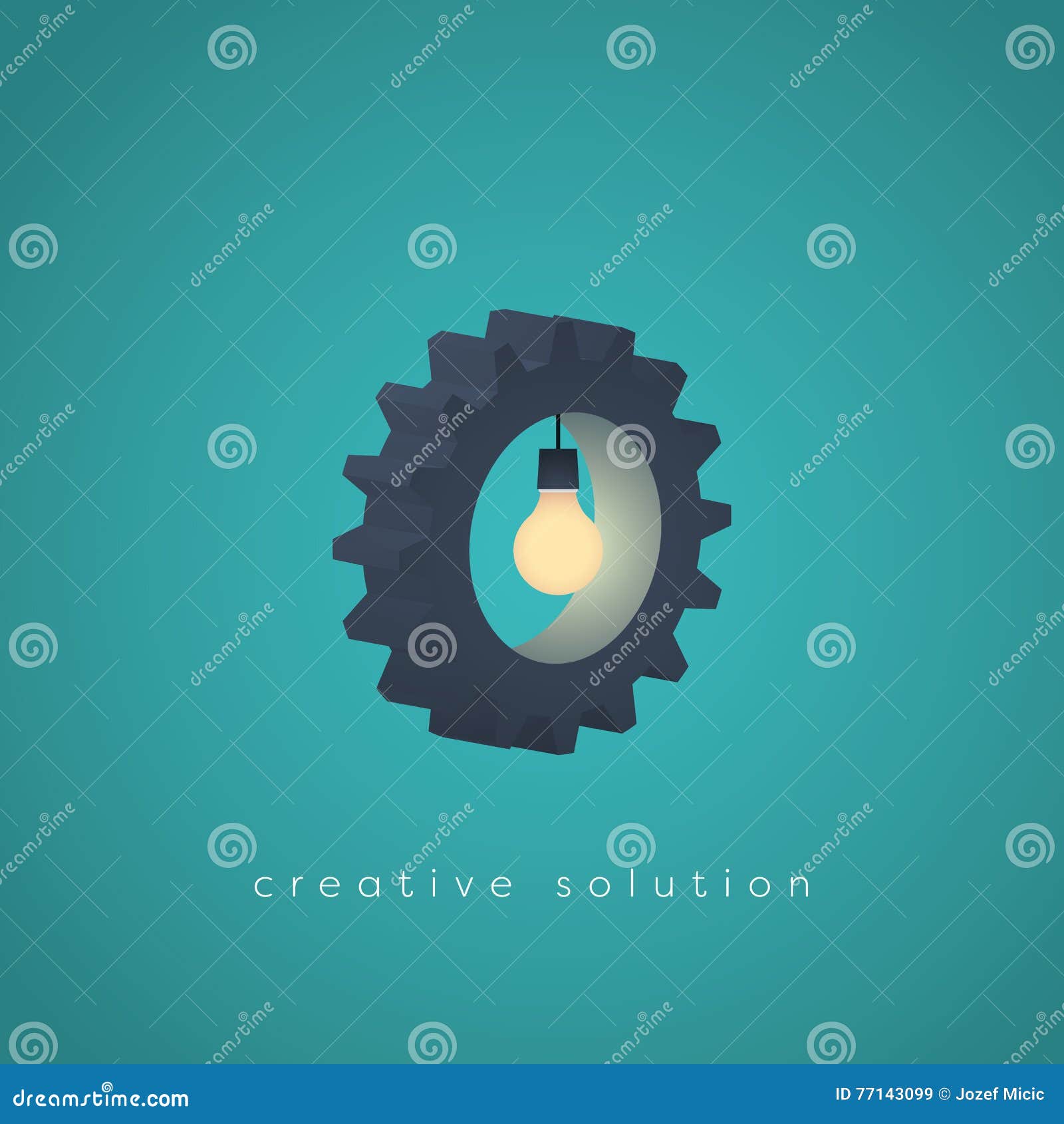Creative Solution Business Vector Symbol with Gear and a Lightbulb ...