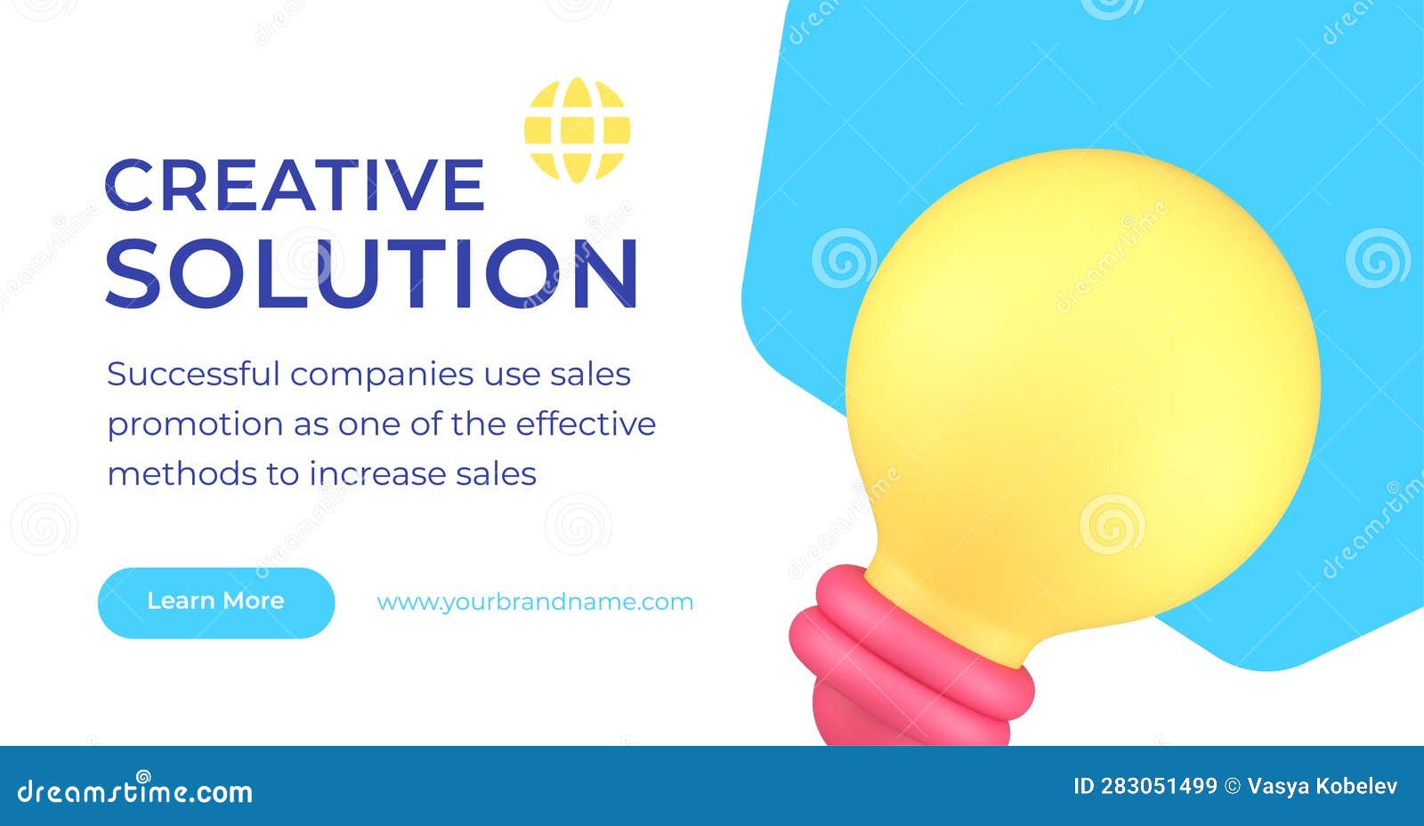 Creative Solution Company Innovation Idea Agency Lightbulb 3d Landing ...