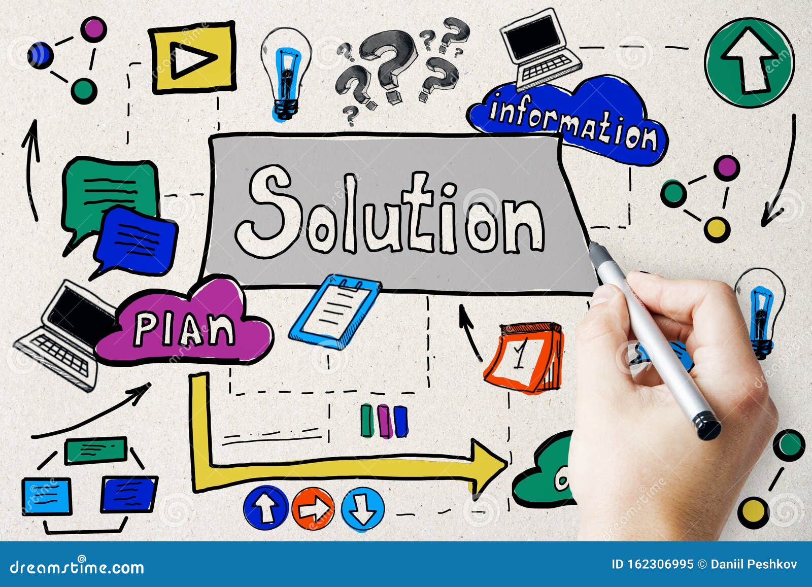 Creative Solution Sketch Background Stock Image - Image of ambition ...