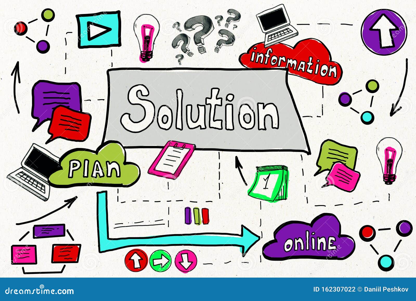 Creative Solution Sketch Background Stock Illustration - Illustration ...