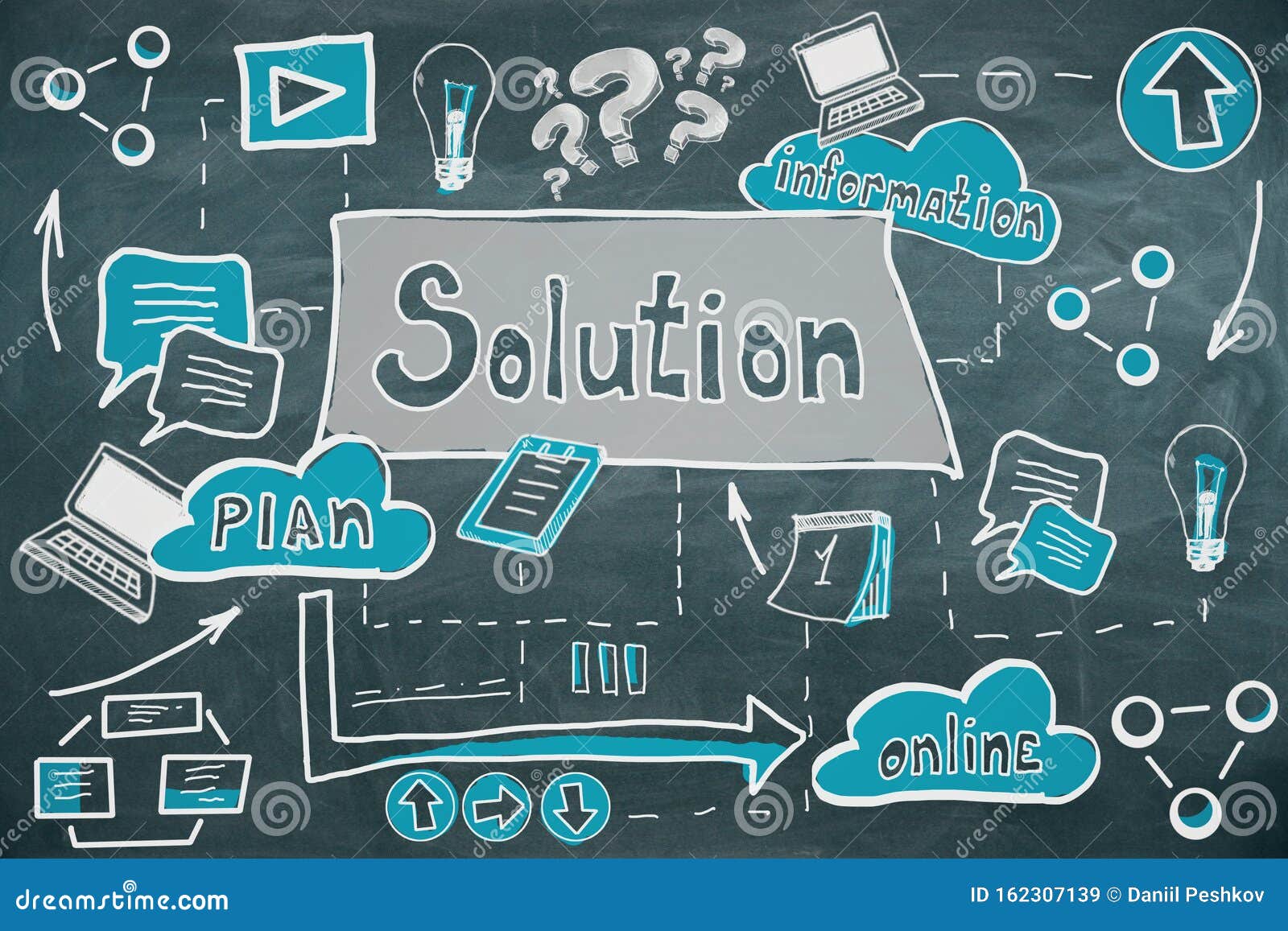 Creative Solution Sketch Chalkboard Stock Illustration - Illustration ...