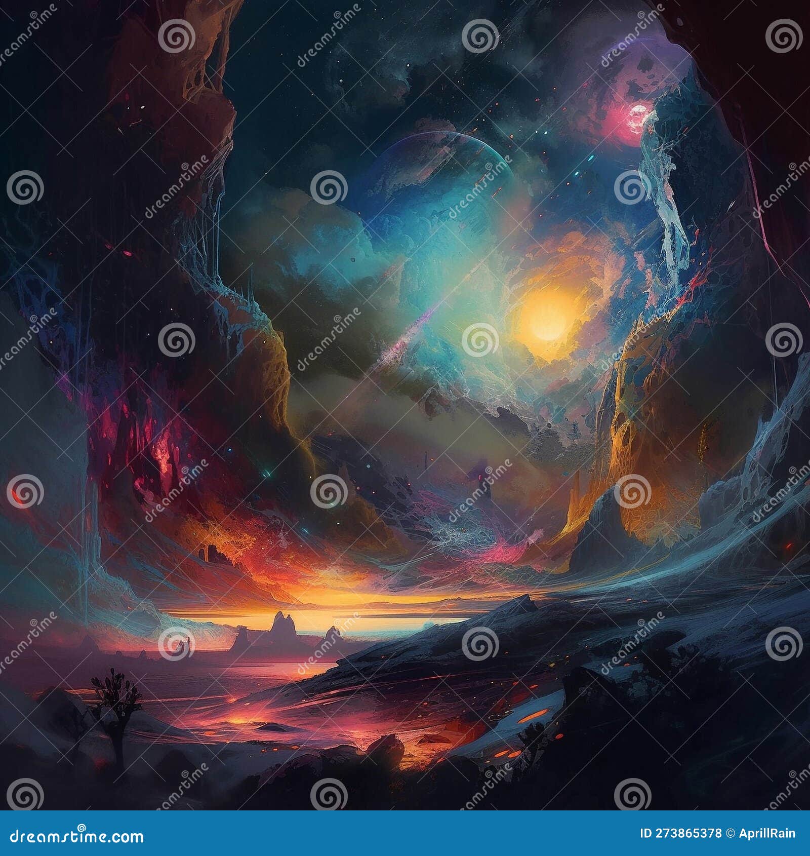 Creative Space Art in Different Colors Stock Illustration ...