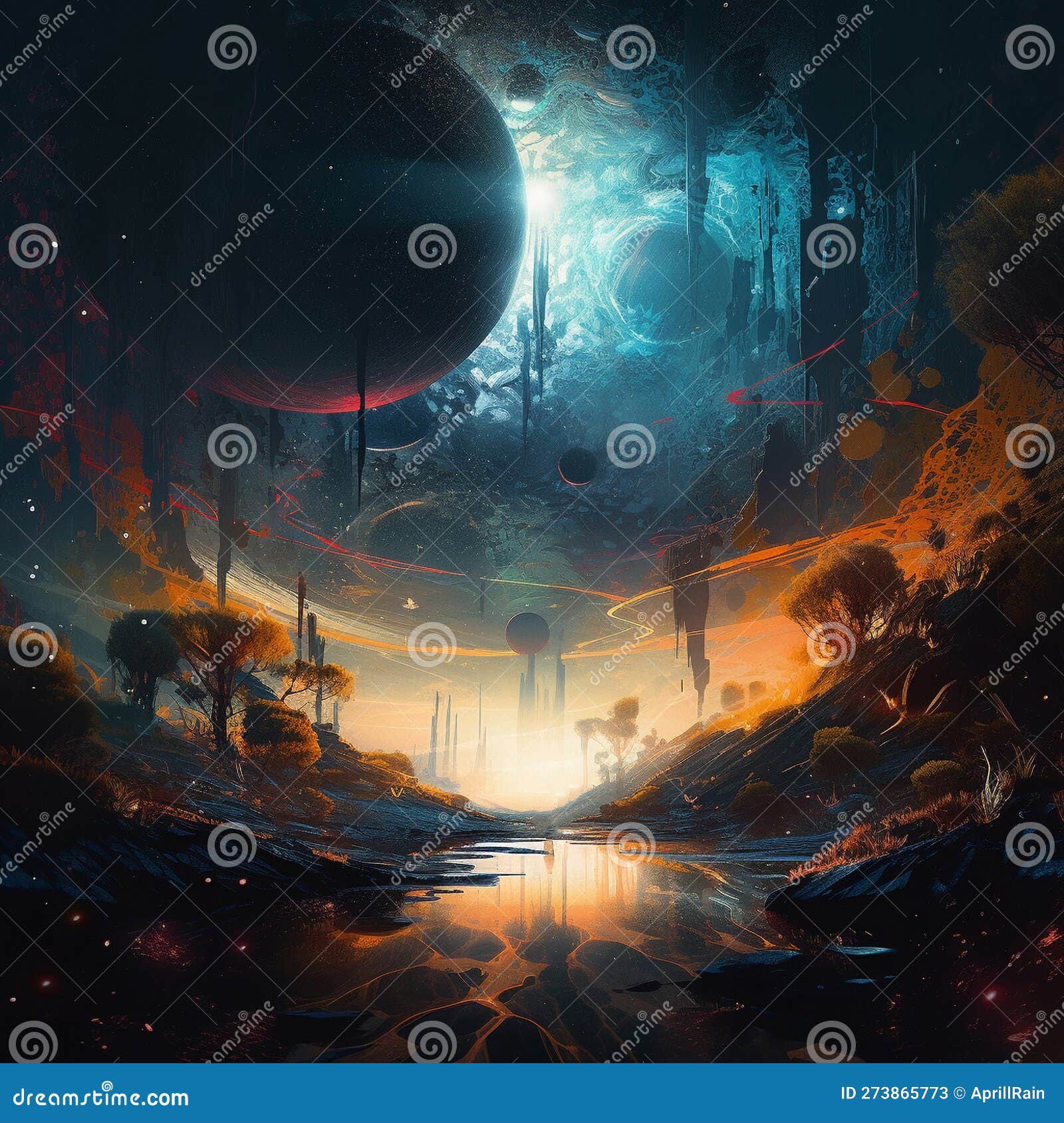 Creative Space Art in Different Colors Stock Illustration ...