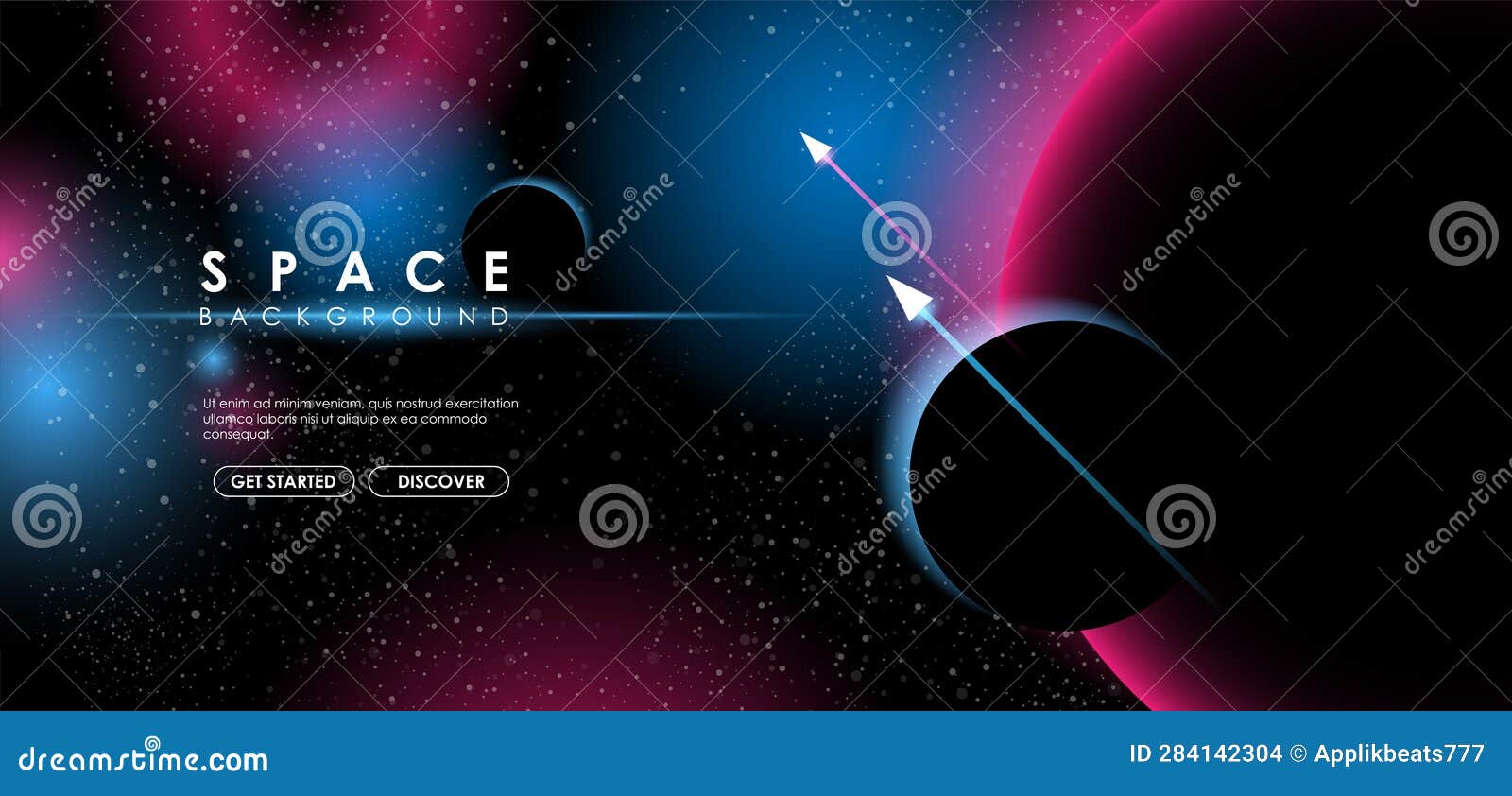 Creative Space Background with Abstract Shape and Planets. Colorful ...
