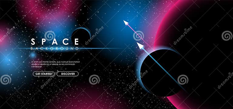 Creative Space Background with Abstract Shape and Planets. Colorful Space Poster with Text ...
