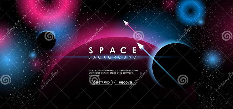 Creative Space Background with Abstract Shape and Planets. Colorful Space Poster with Text ...