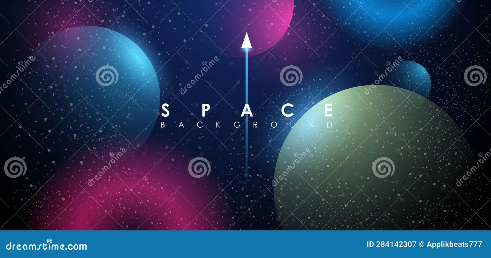 Creative Space Background with Abstract Shape and Planets. Colorful ...