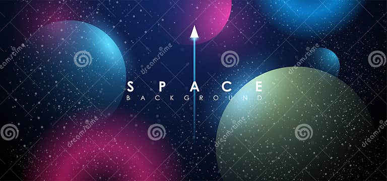 Creative Space Background with Abstract Shape and Planets. Colorful ...