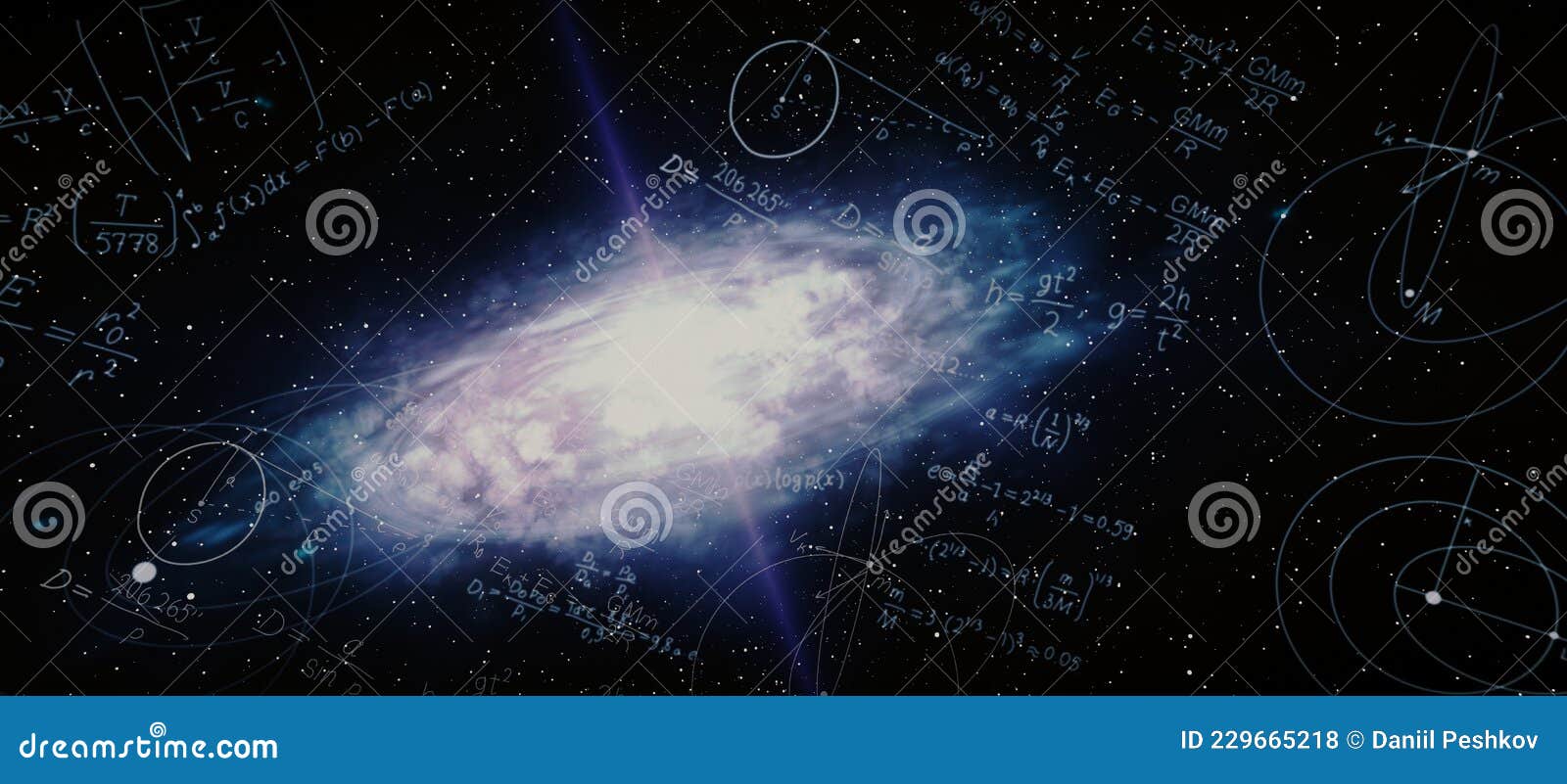 Creative Space Sky Background with Mathematical Formulas. Stock ...
