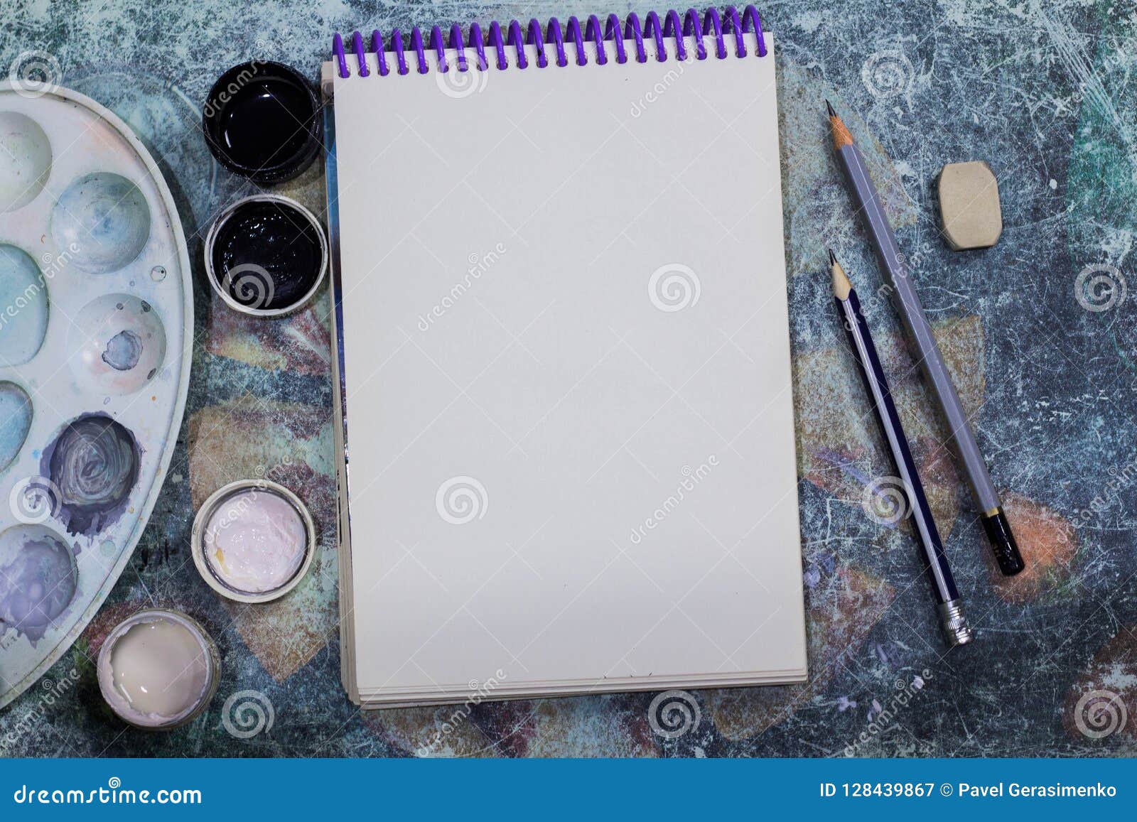 Creative Space. the Working Space of the Artist on the Shabby Table ...