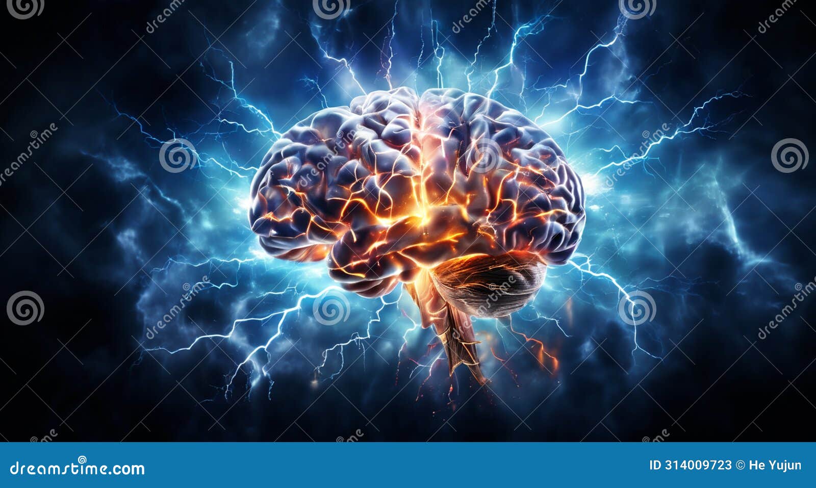 Creative Spark: Lightning from the Mind Stock Illustration ...