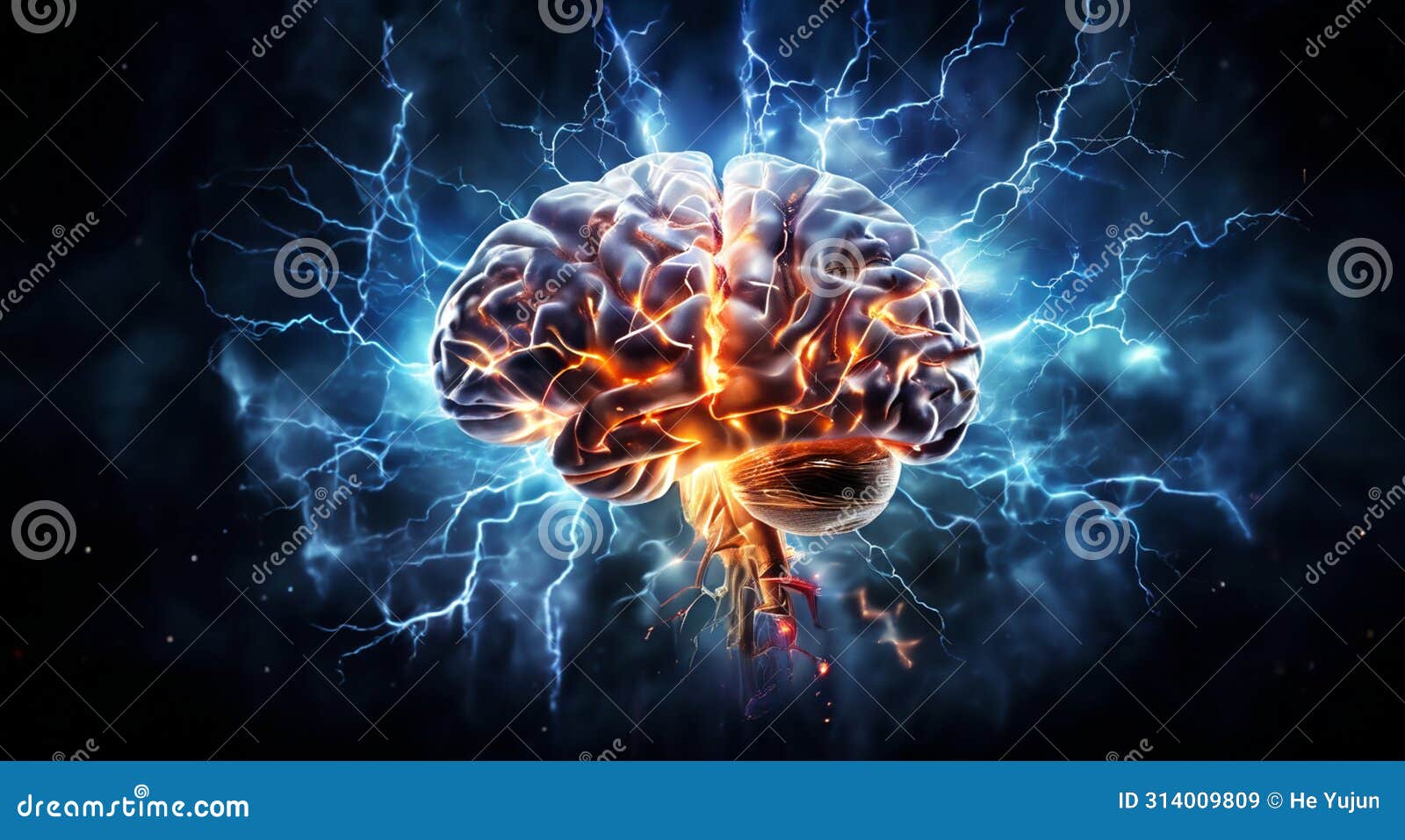Creative Spark: Lightning from the Mind Stock Illustration ...