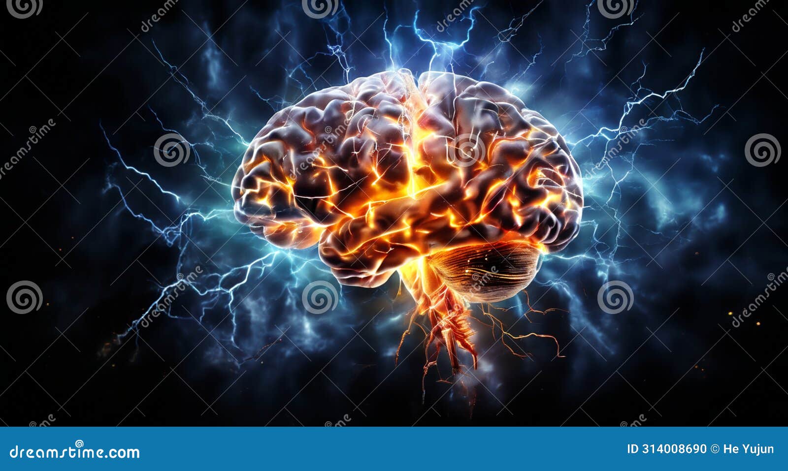Creative Spark: Lightning from the Mind Stock Illustration ...