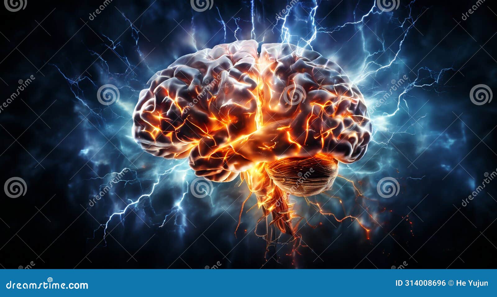 Creative Spark: Lightning from the Mind Stock Illustration ...