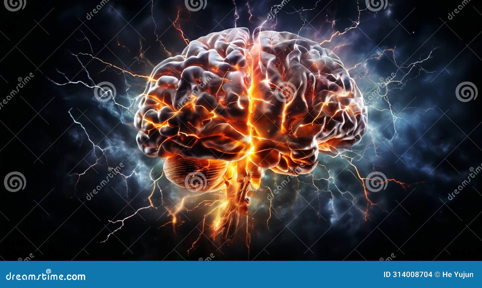 Creative Spark: Lightning from the Mind Stock Illustration ...