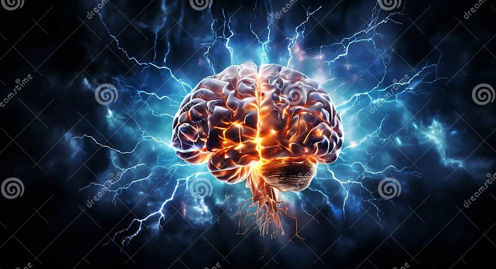 Creative Spark: Lightning from the Mind Stock Illustration ...