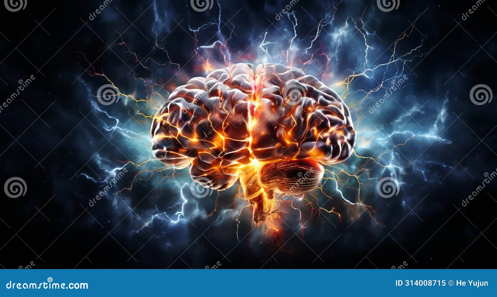 Creative Spark: Lightning from the Mind Stock Illustration ...