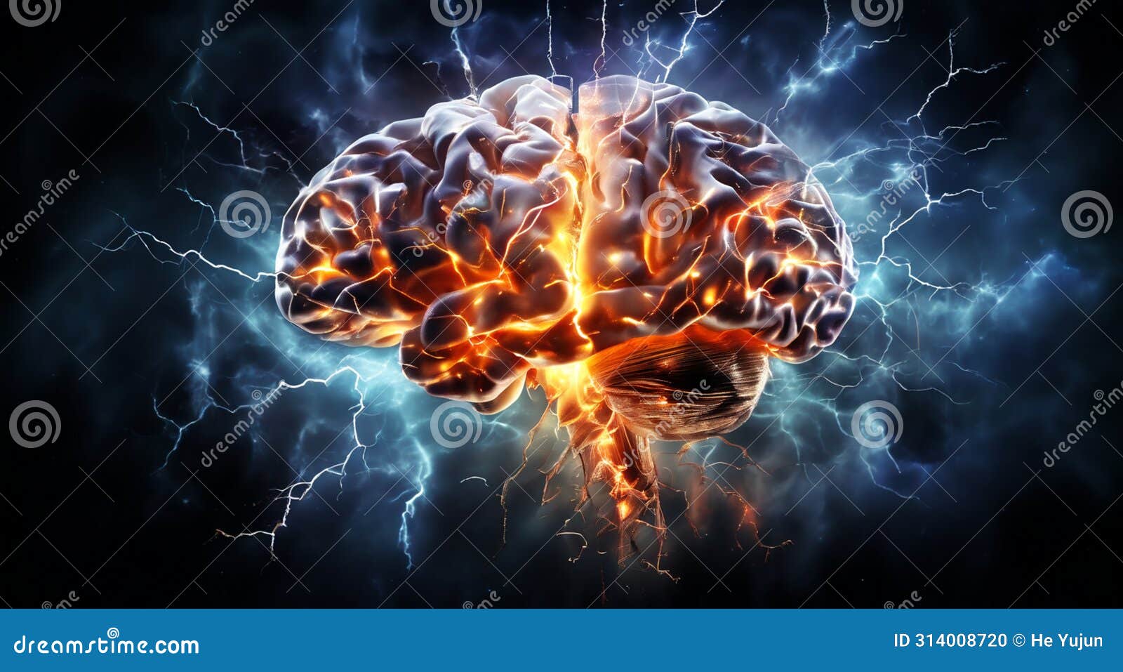 Creative Spark: Lightning from the Mind Stock Illustration ...