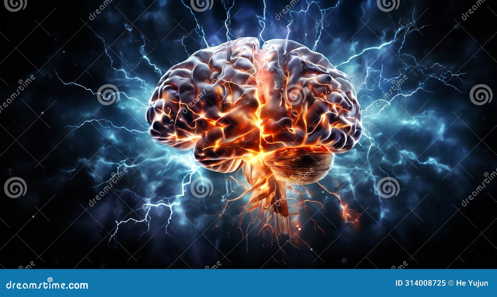 Creative Spark: Lightning from the Mind Stock Illustration ...